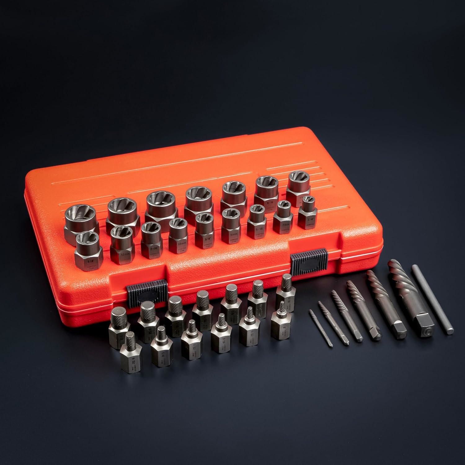 NEIKO 3/8in Drive Deep and Shallow Screw, Lug Nut and Bolt Extractor Socket Set 36 Piece