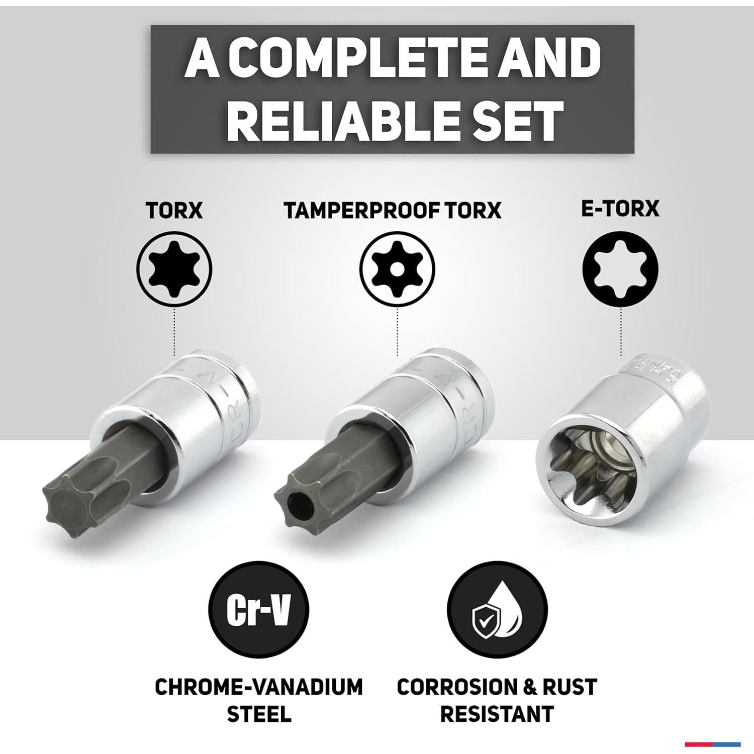 NEIKO Torx Bit and E-Torx Socket Set 35 Piece