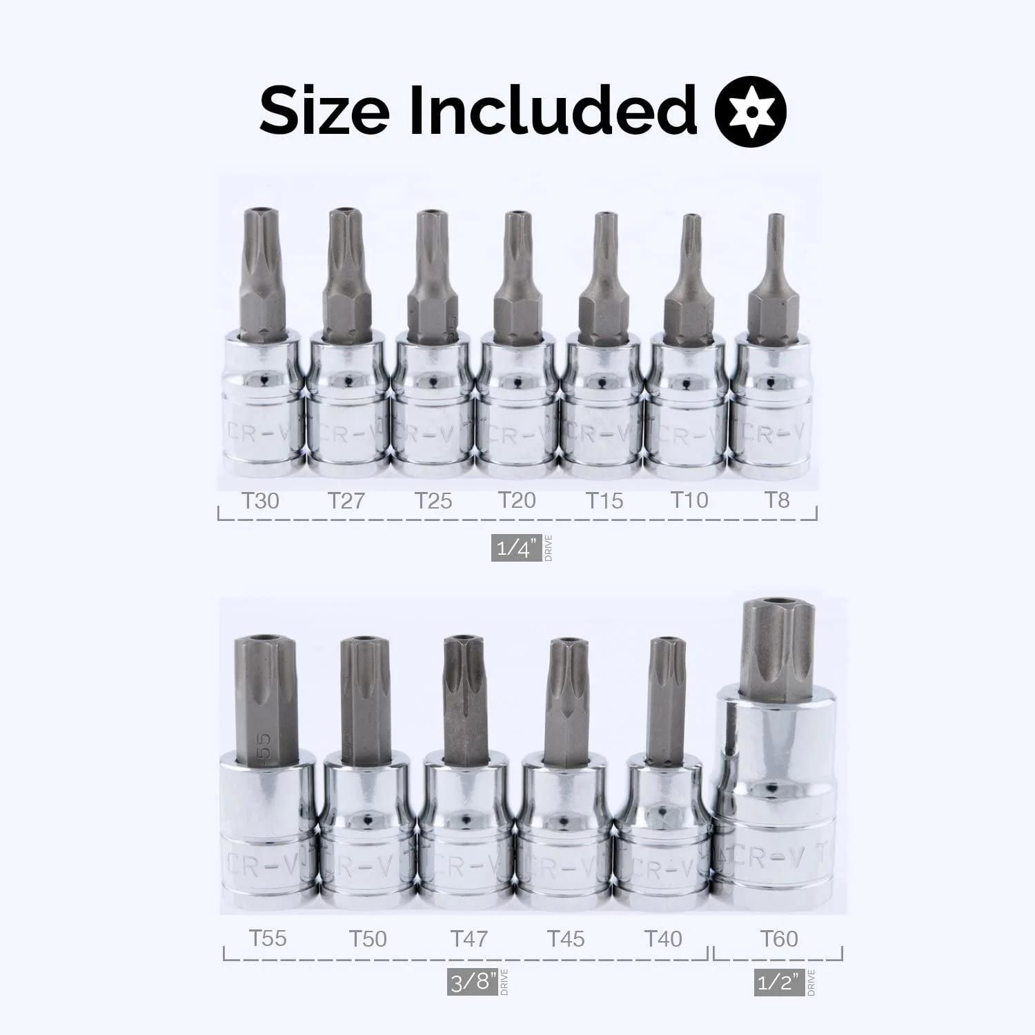 NEIKO Metric Hex and Torx Bit Socket Set 13 Piece