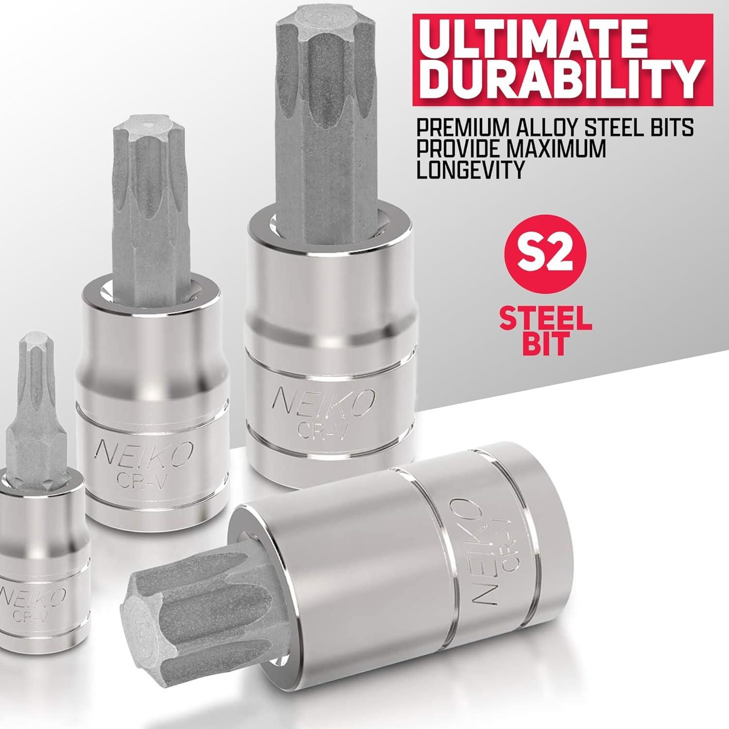 NEIKO Torx Bit and External Torx Socket Set 60 Piece