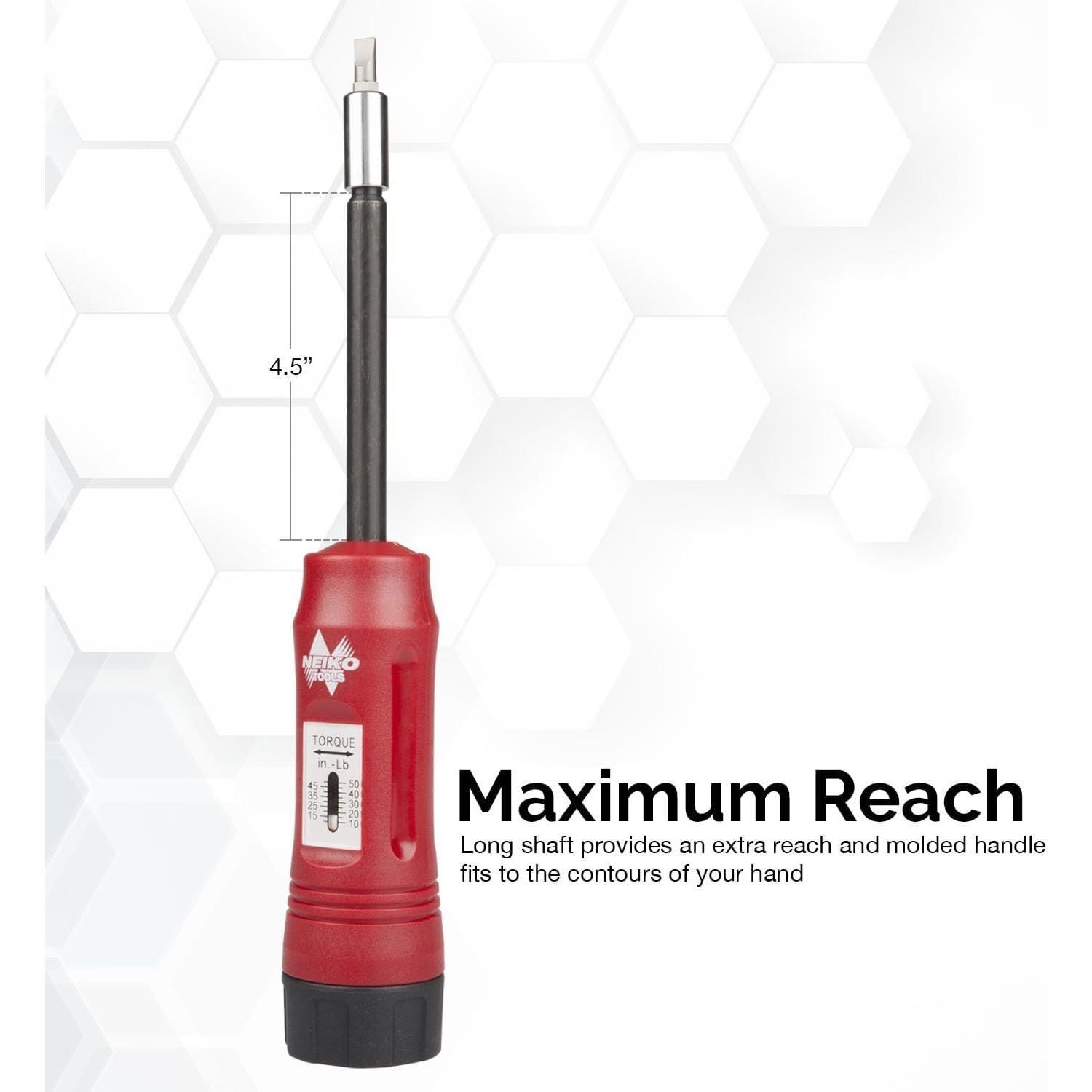 NEIKO 1/4in Drive Torque Screwdriver with Hex Bit Set 21 Piece