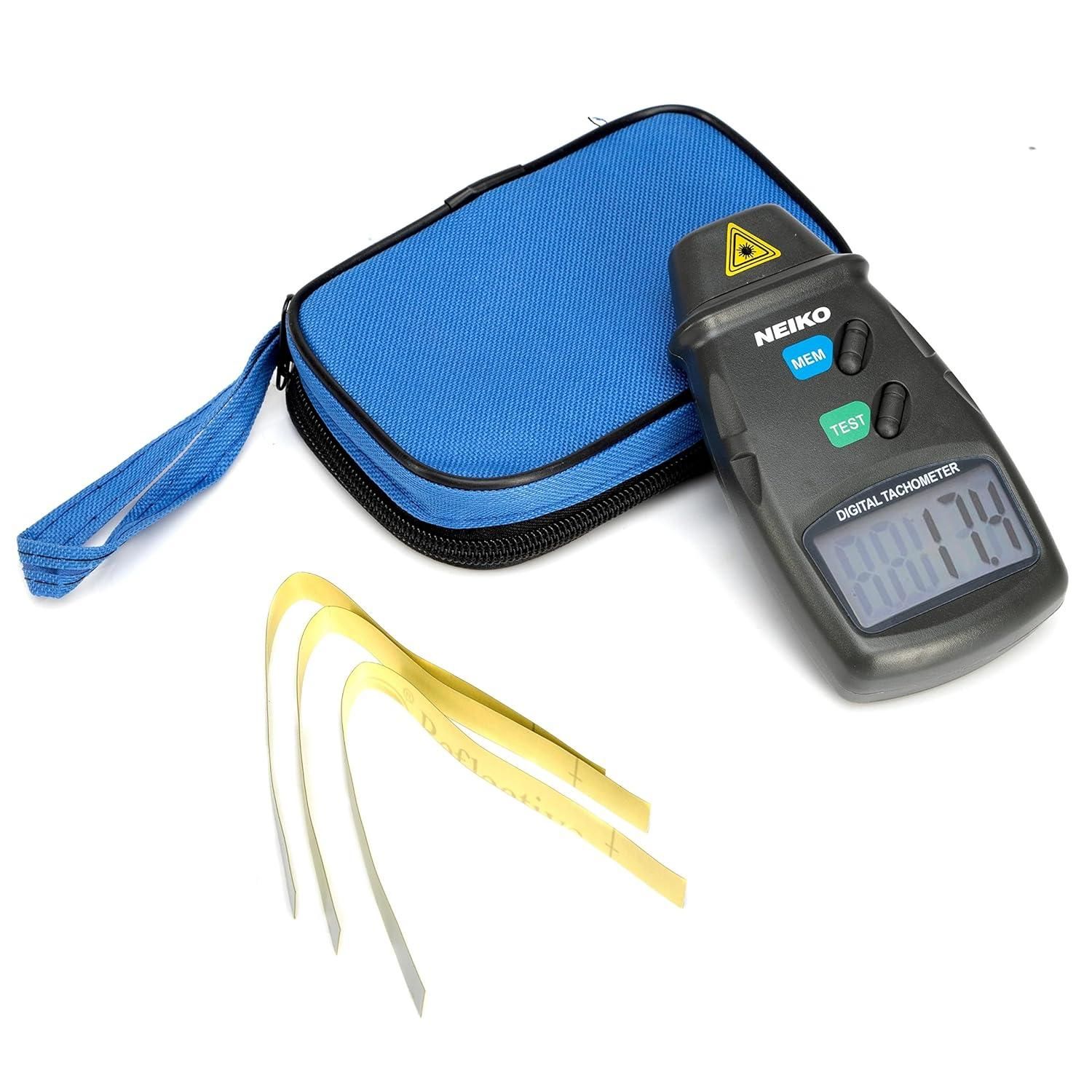 NEIKO 2.5 to 99,999 RPM Accuracy Standard Noncontact Digital Tachometer ...