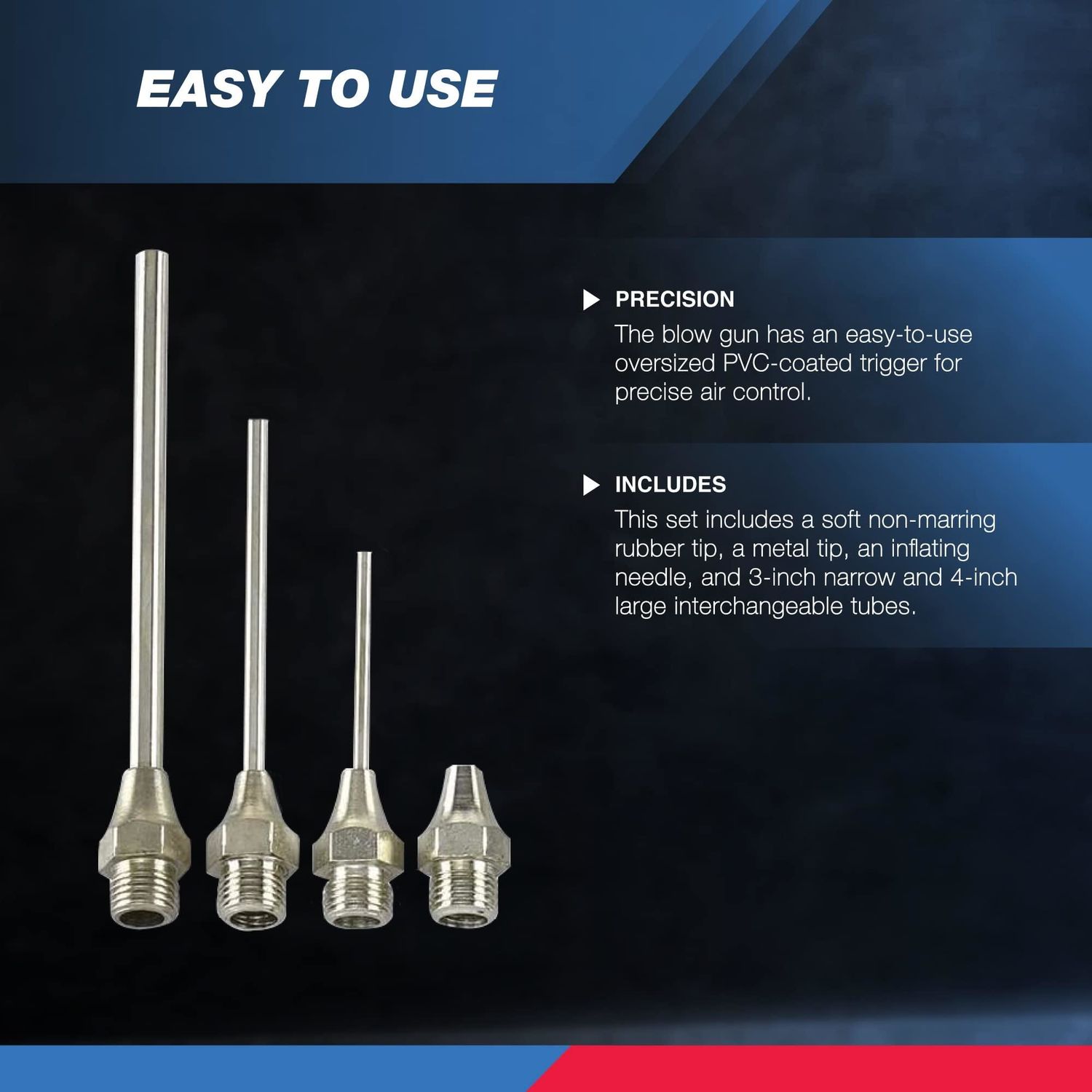 NEIKO Air Blow Gun Interchangeable Nozzles Set of 5