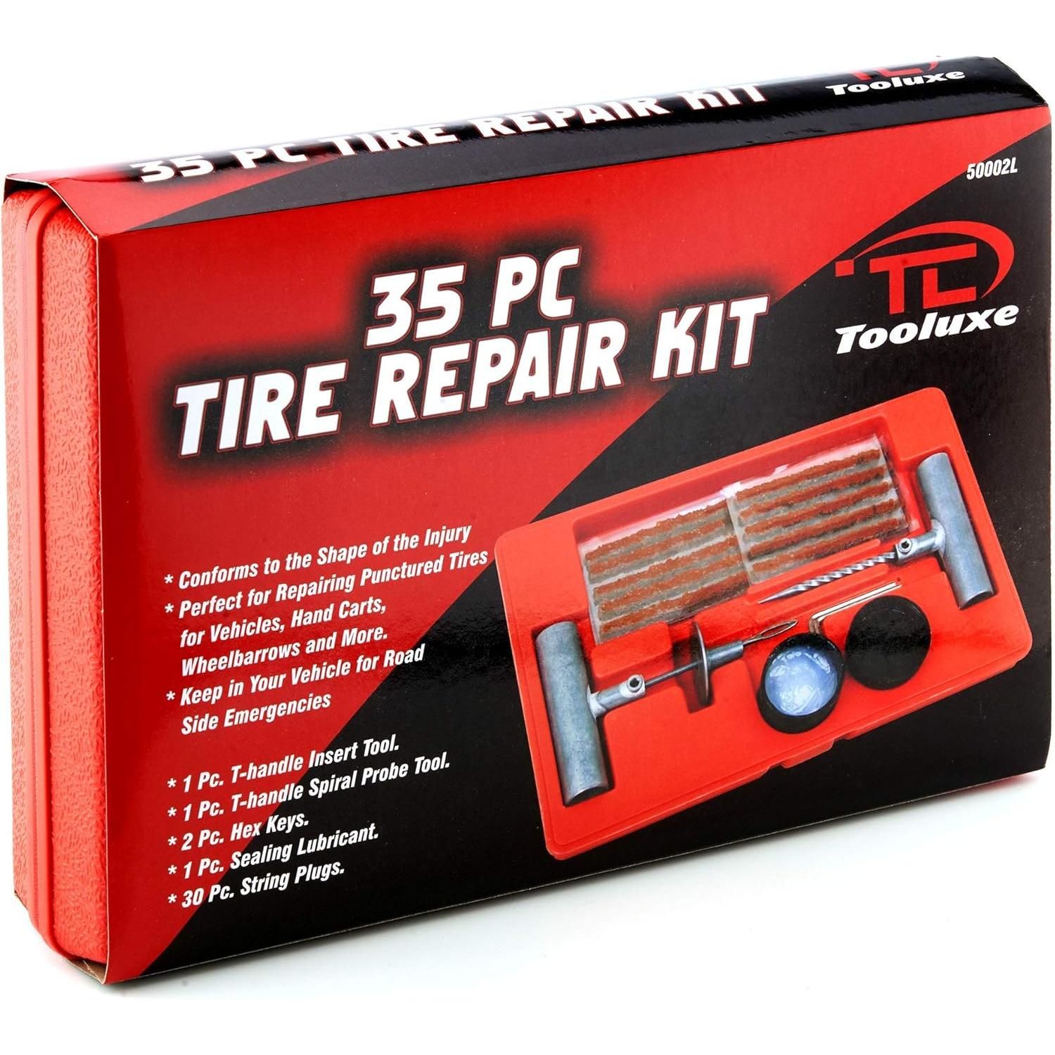 TOOLUXE Heavy Duty Tire Repair Kit with Plug 35 Piece