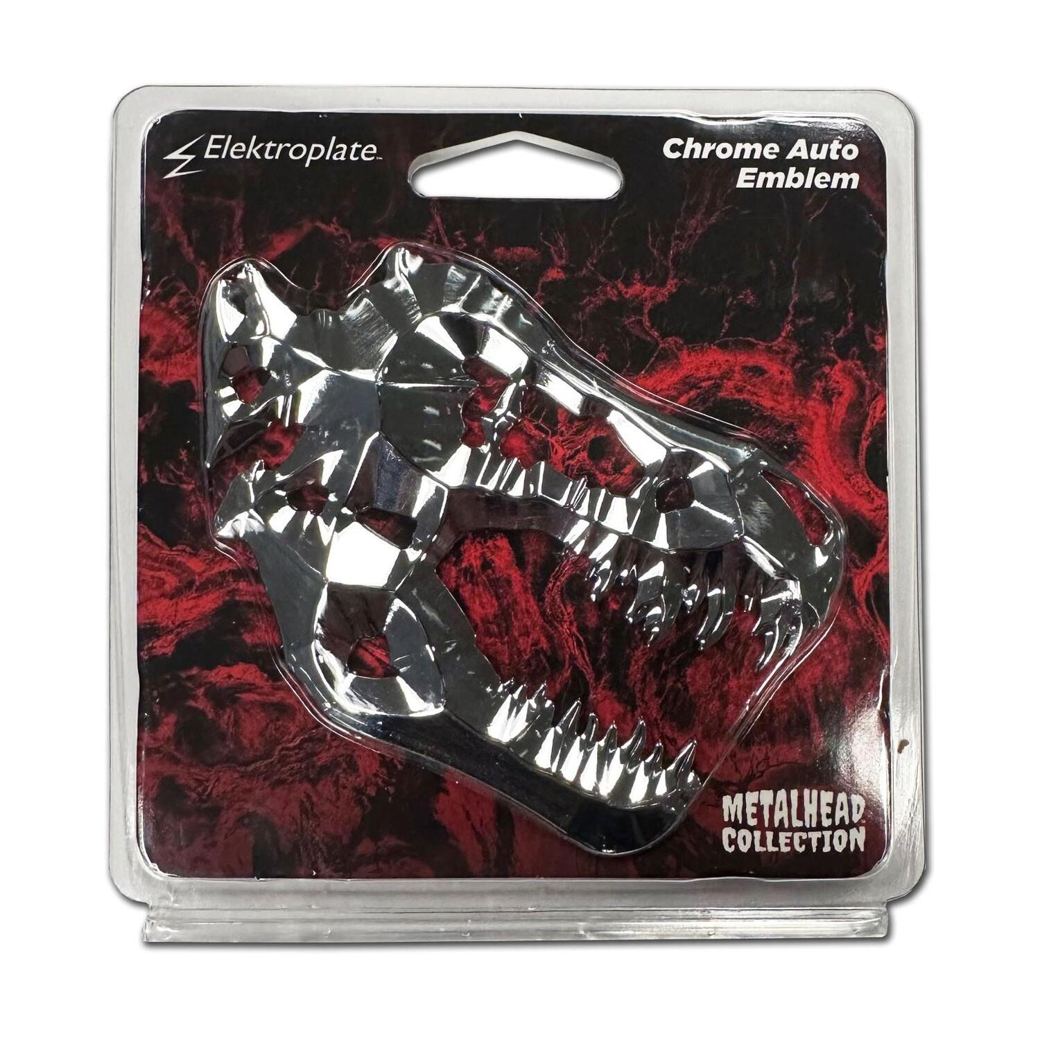 Elektroplate Chrome T Rex Dinosaur Emblem