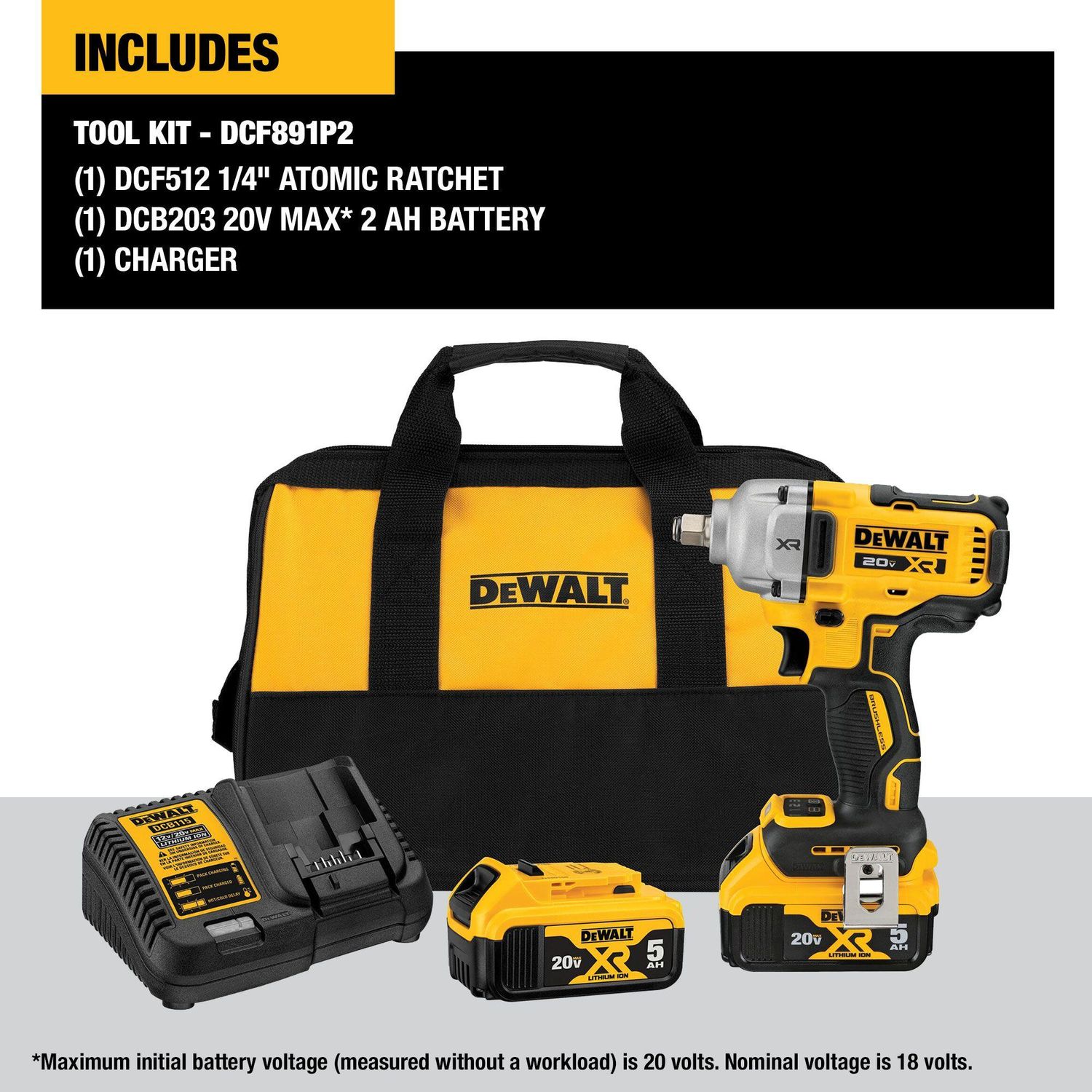 Dewalt 20V MAX 1/2in Mid Range Impact Wrench with Hog Ring Kit