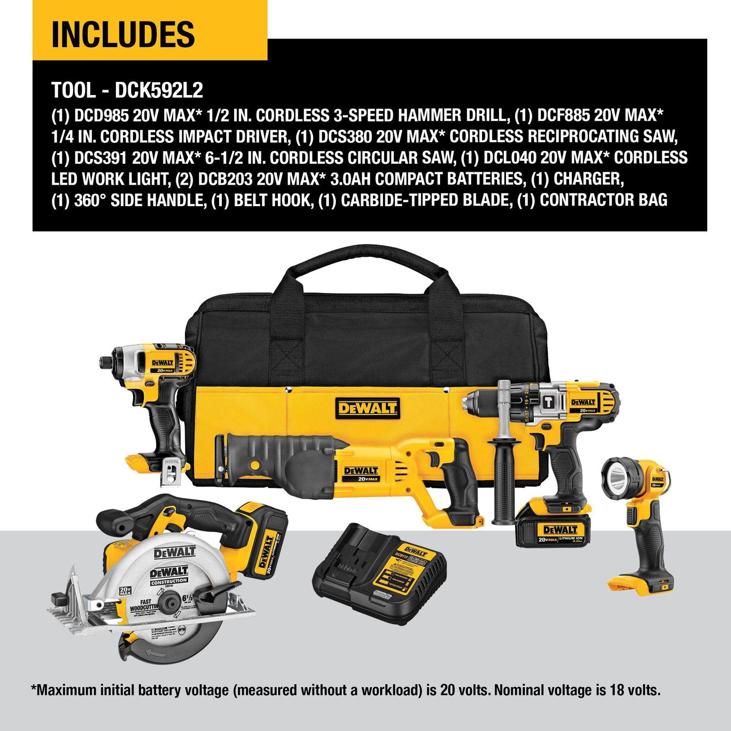 Dewalt 1/2in 20 Volt MAX Premium 5-Tool Combo Kit