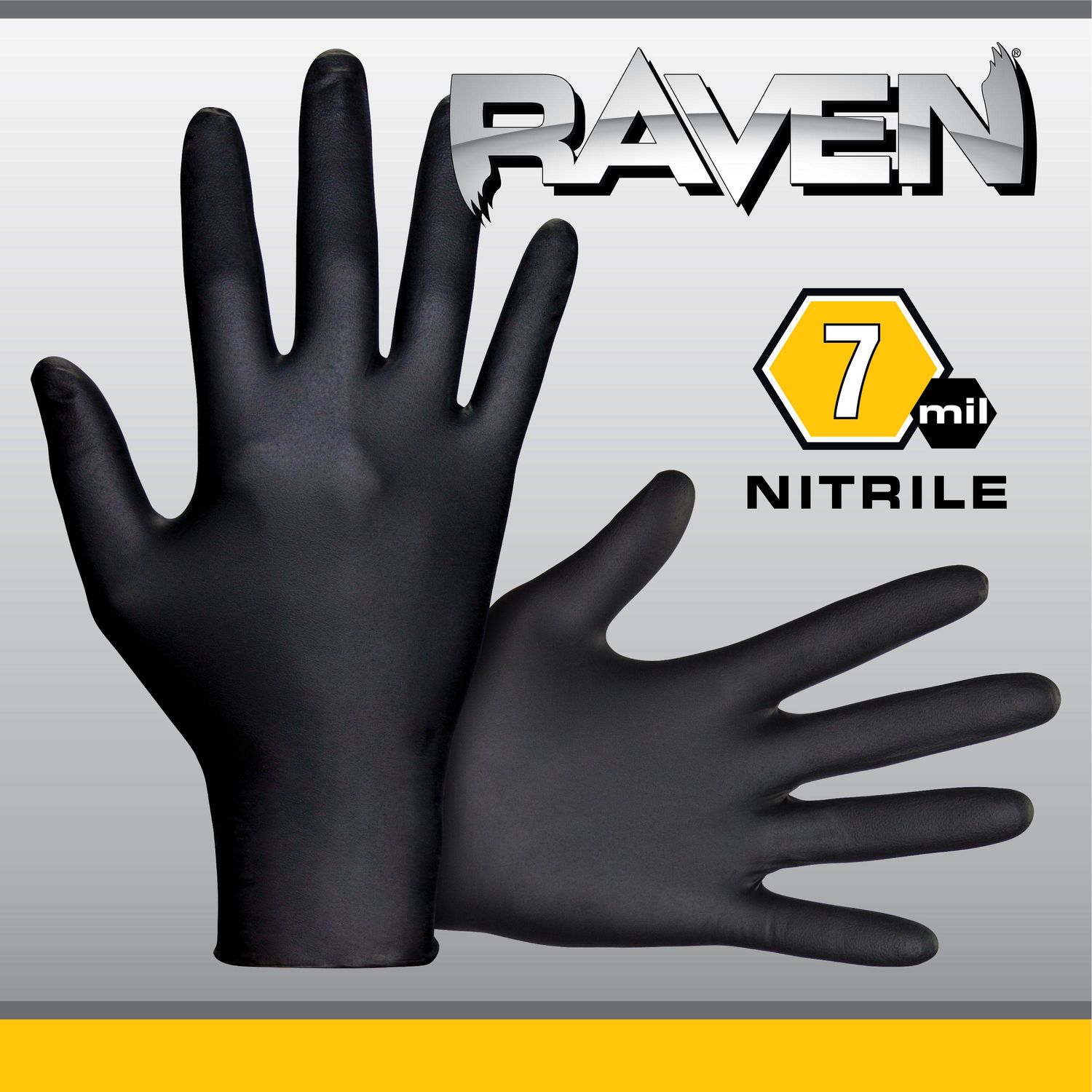 SAS Safety Raven Black Nitrile Disposable Gloves, Large, 100 Count