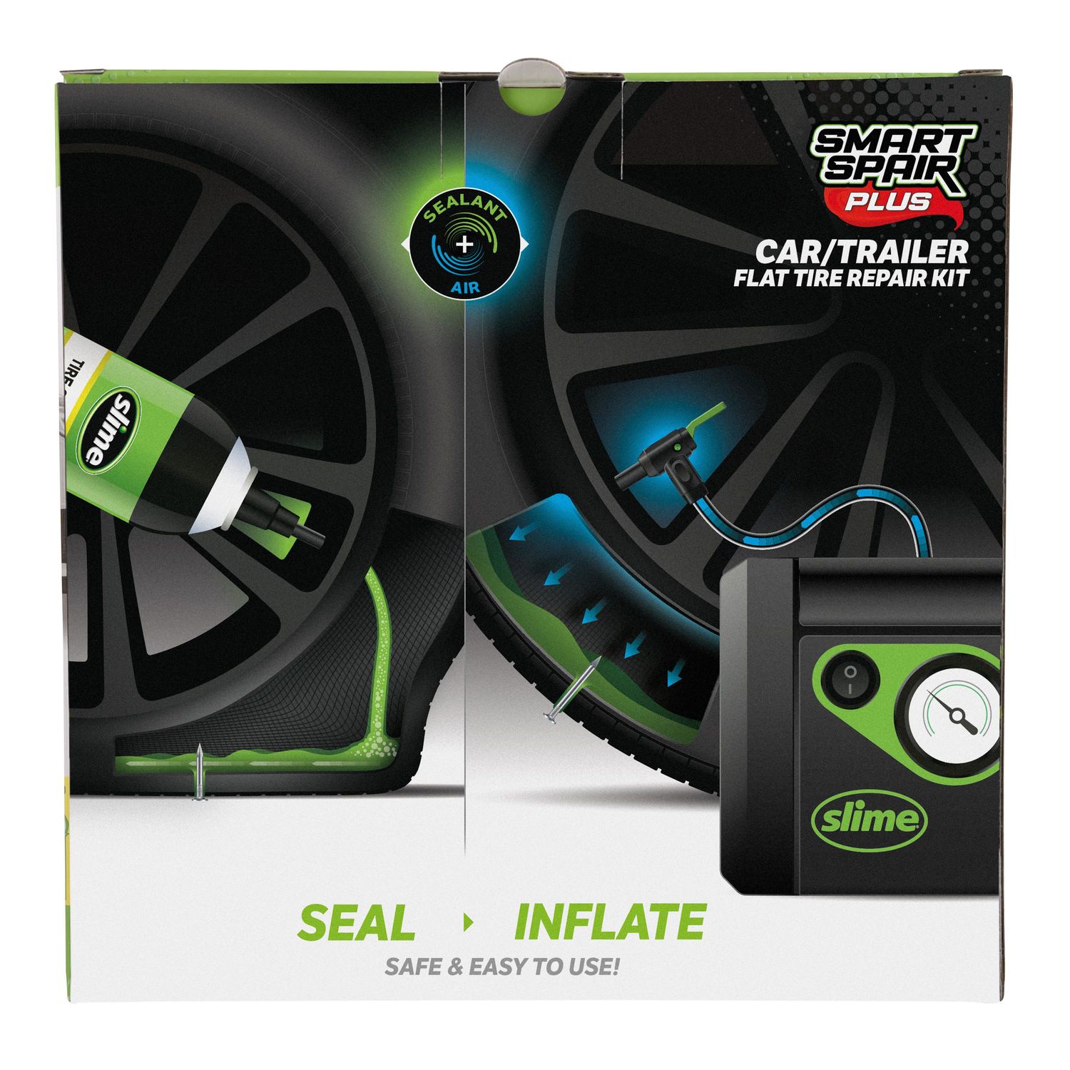 Slime Smart Spair Plus Car/Trailer Flat Tire Repair Kit