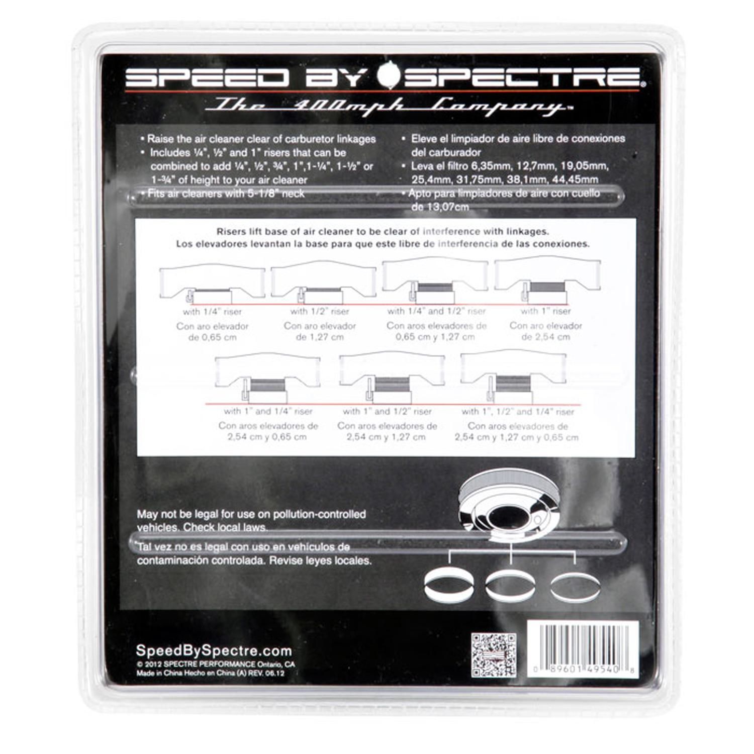 Spectre Air Cleaner Riser Kit