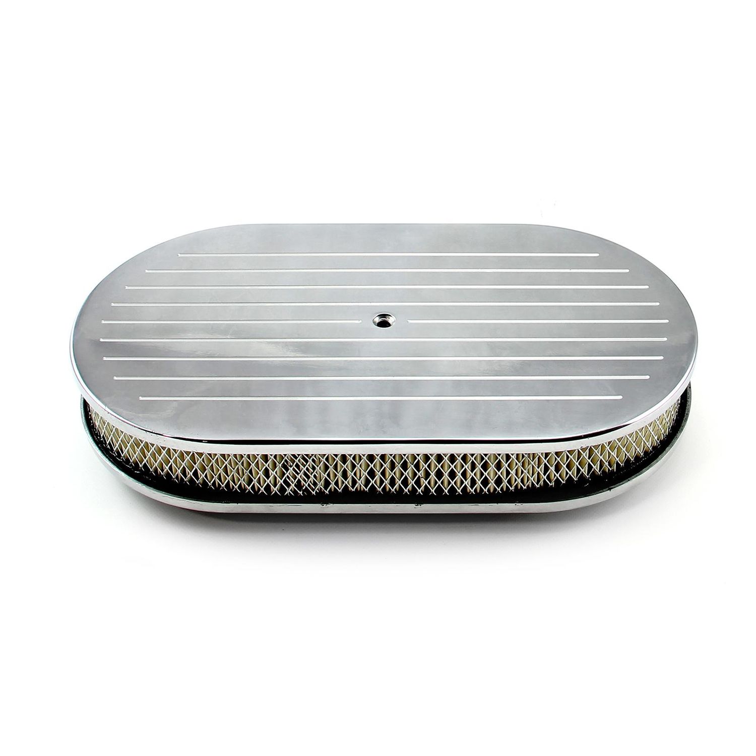 Speedmaster 15in x 2in Oval Ball Milled Polished Aluminum Air Cleaner Kit
