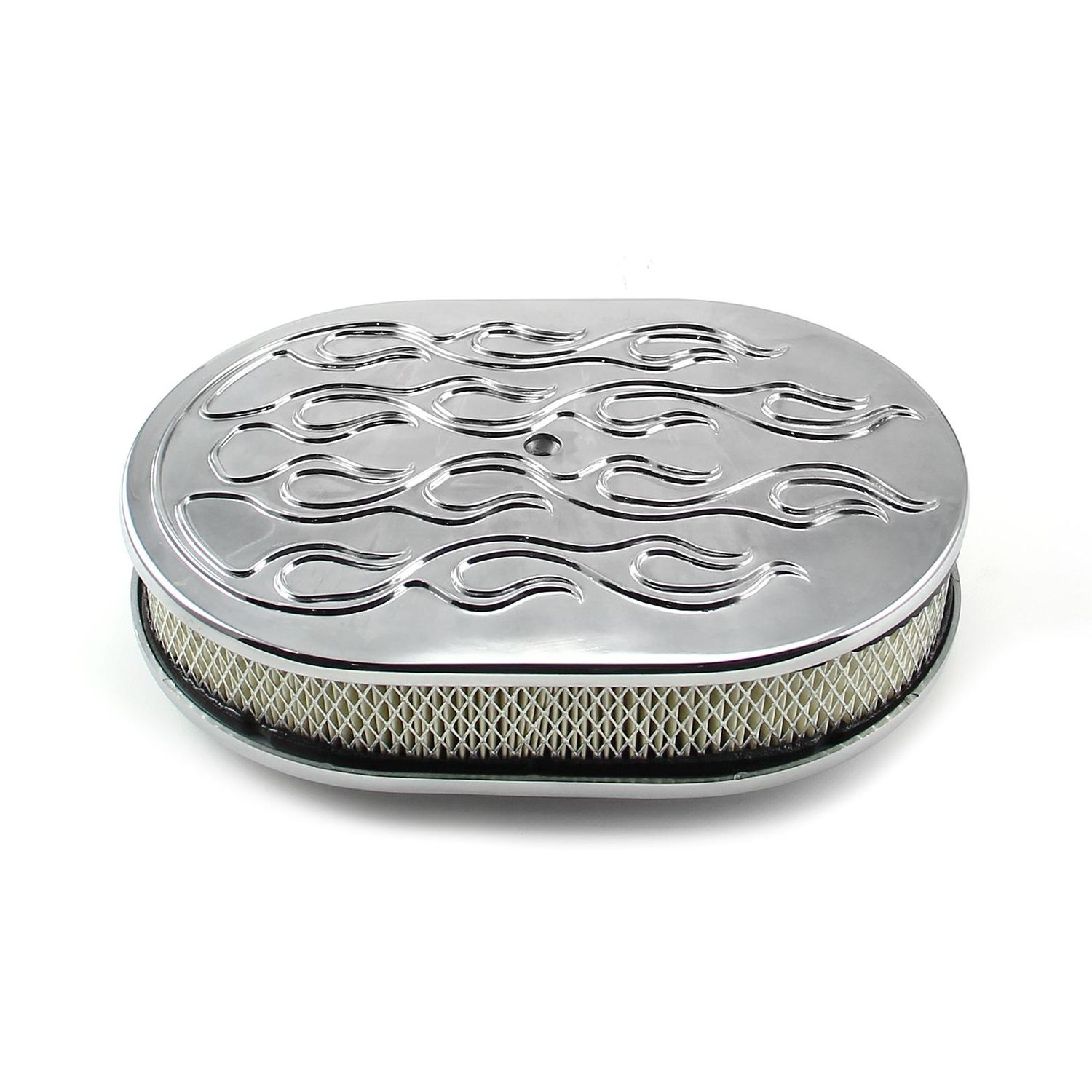 Speedmaster 12in x 2in Oval Flamed Polished Aluminum Air Cleaner Kit