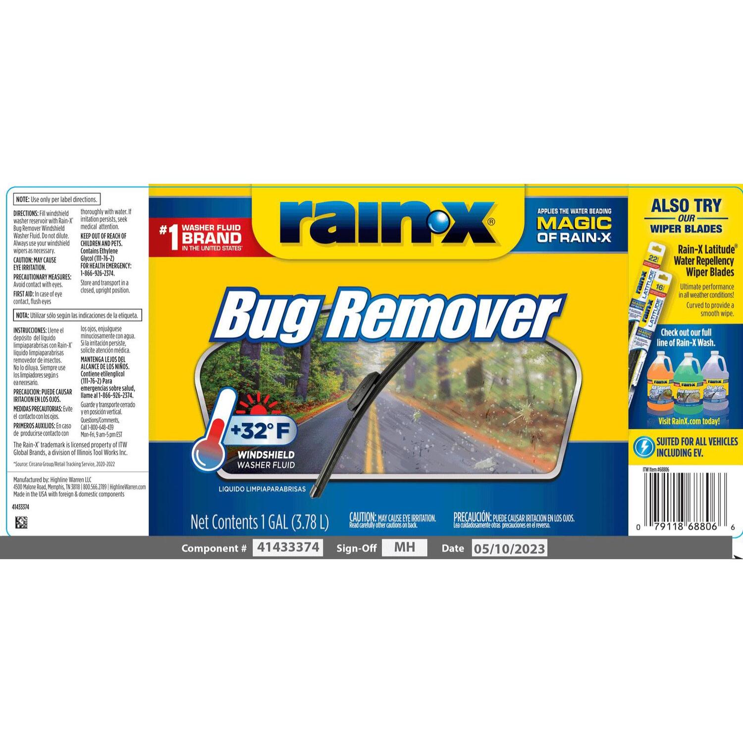 Rain-X Bug Remover +32 Degree Washer Fluid 1 Gallon
