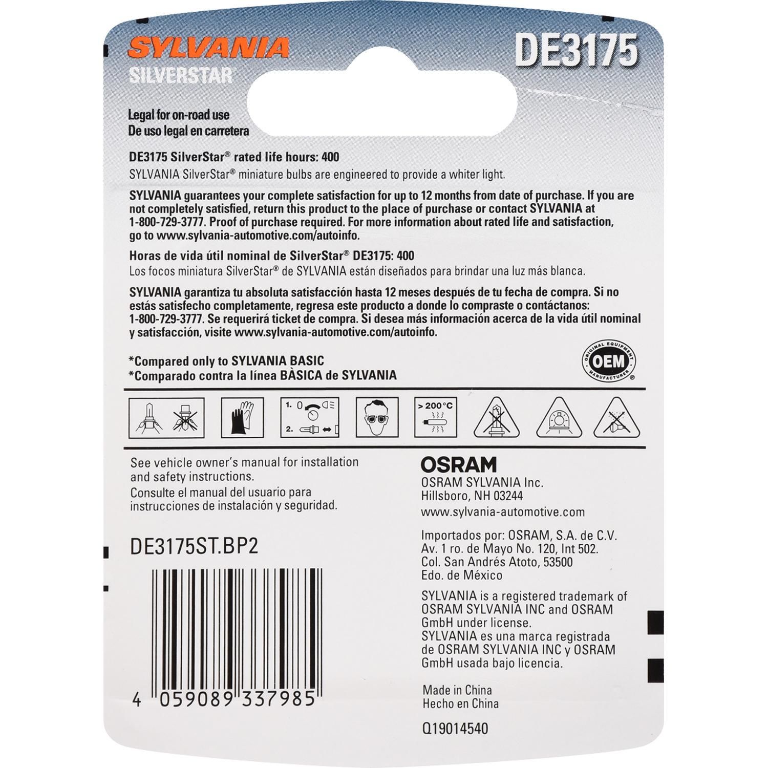 Sylvania SilverStar Bulb DE3175ST