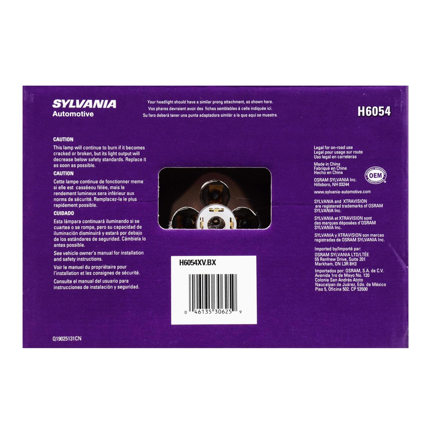 Sylvania XtraVision High Headlight Bulb H6054XV