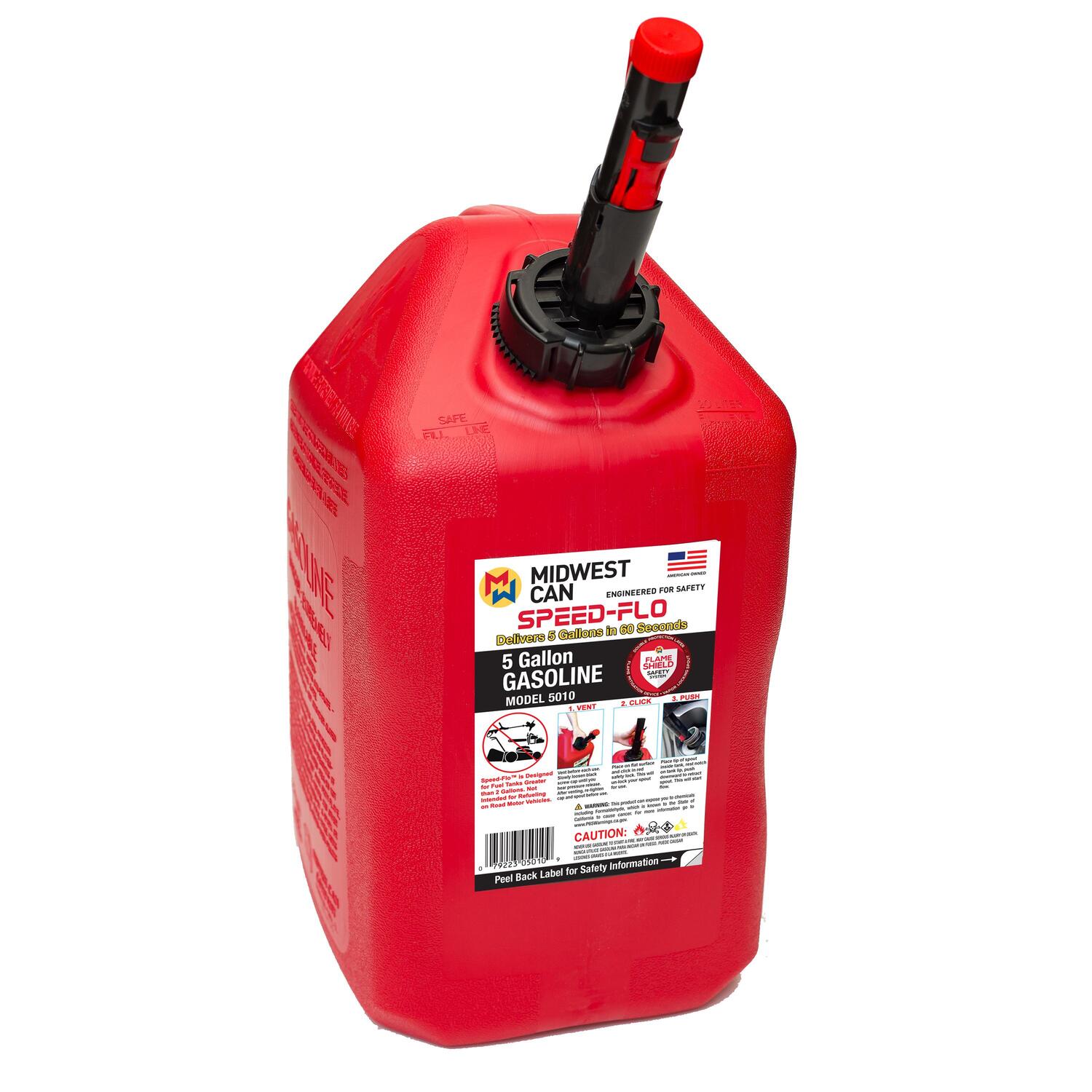 Midwest Can Racing Gasoline Can with Fast Flow Spout 5 Gallon