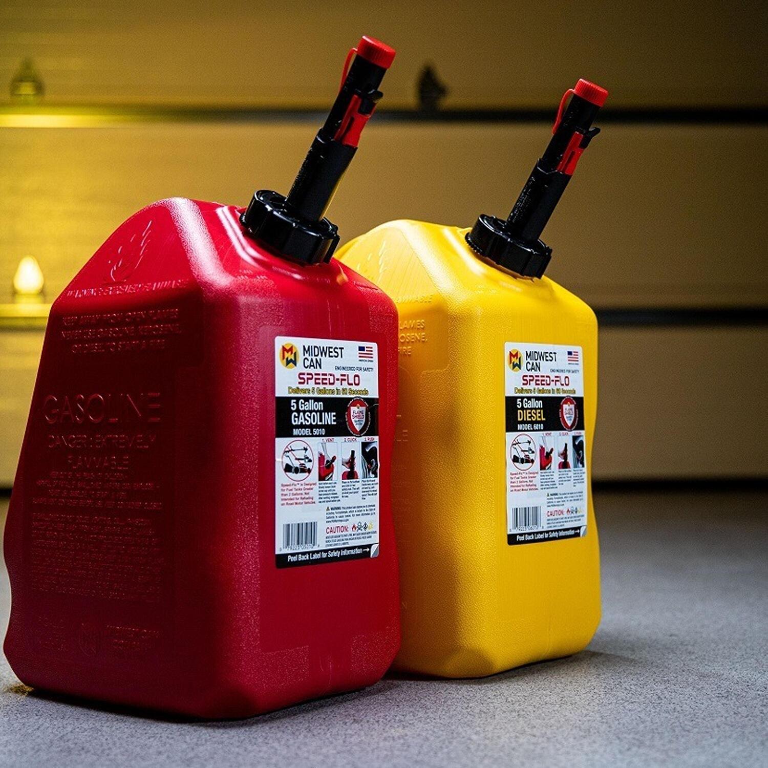 Midwest Can Yellow Racing Diesel Can 5 Gallon