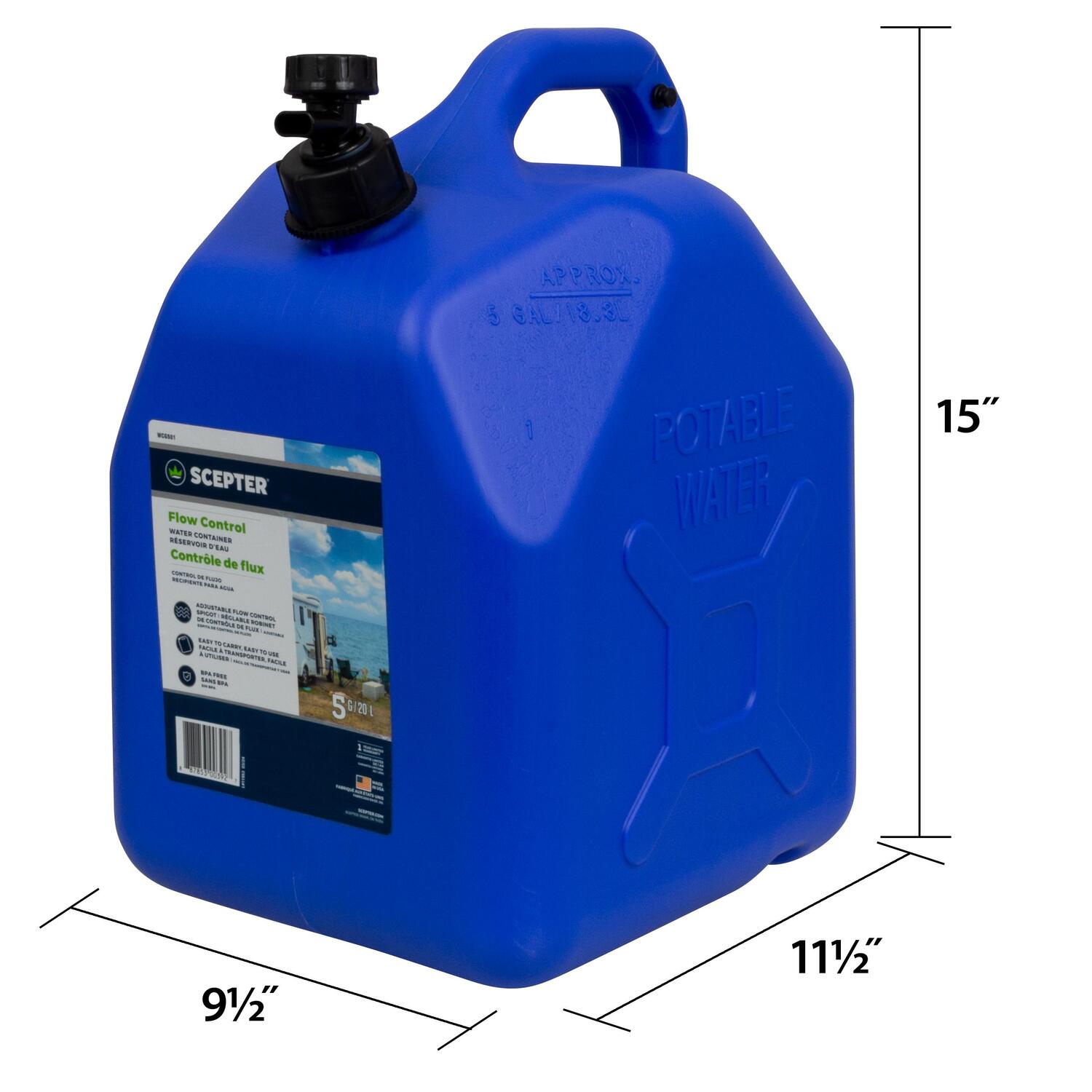 Scepter 5 Gallon Flow Control Water Can