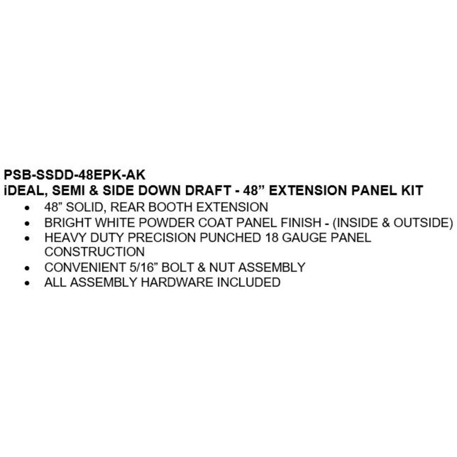 iDeal 48in Semi Extension Panel Assembly Kit