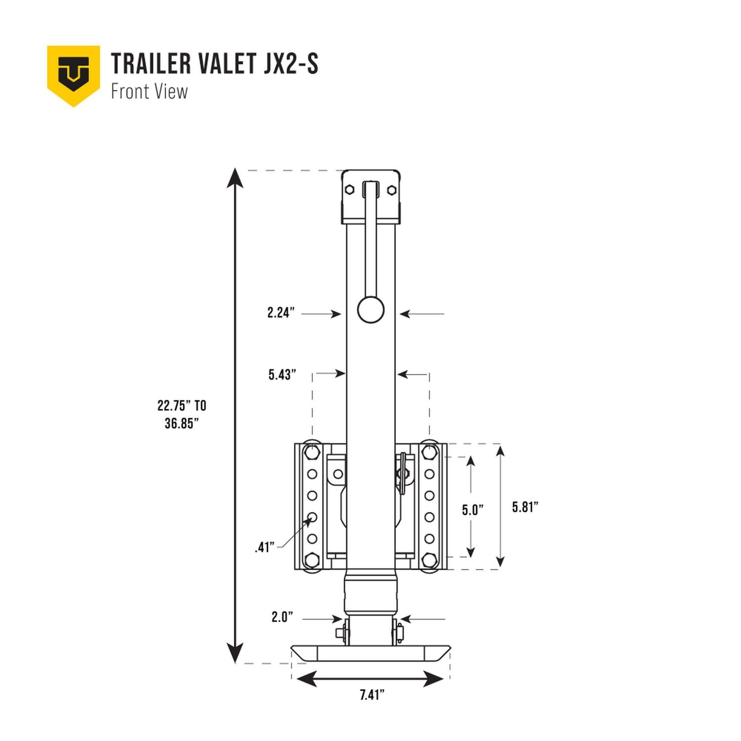 Trailer Valet 2,000lbs Side Mounted Spring Loaded Drill Jack