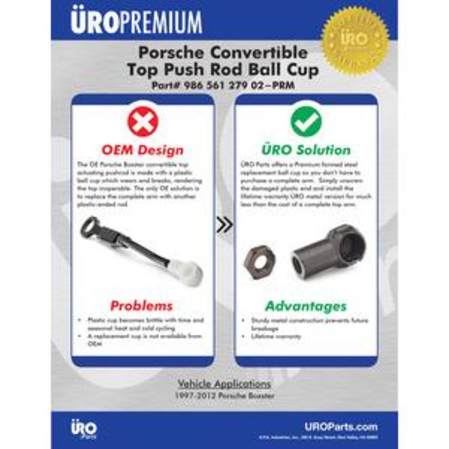 URO Parts Premium Convertible Top Push Rod Ball Cup URO-004619