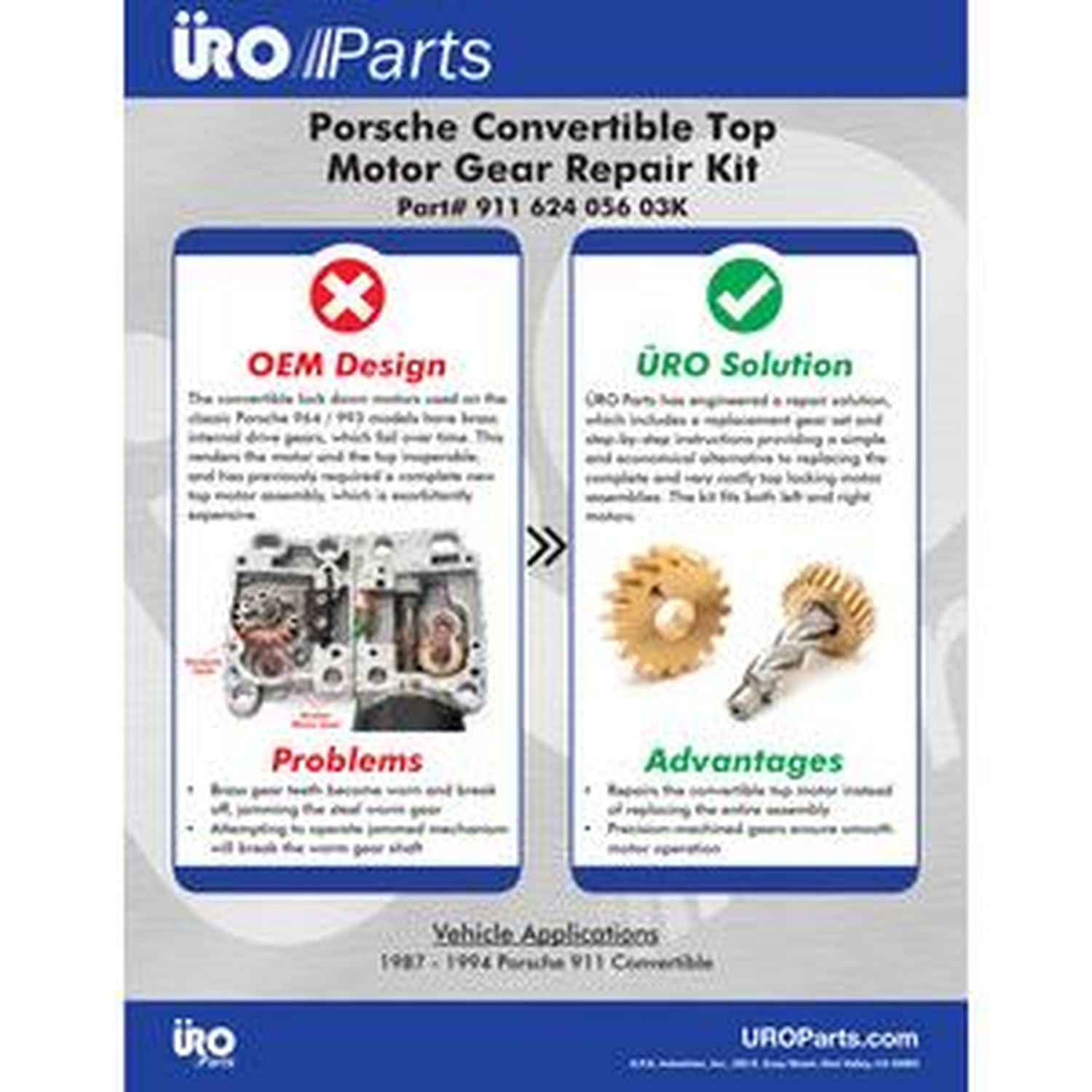 URO Parts Convertible Top Motor URO-009629