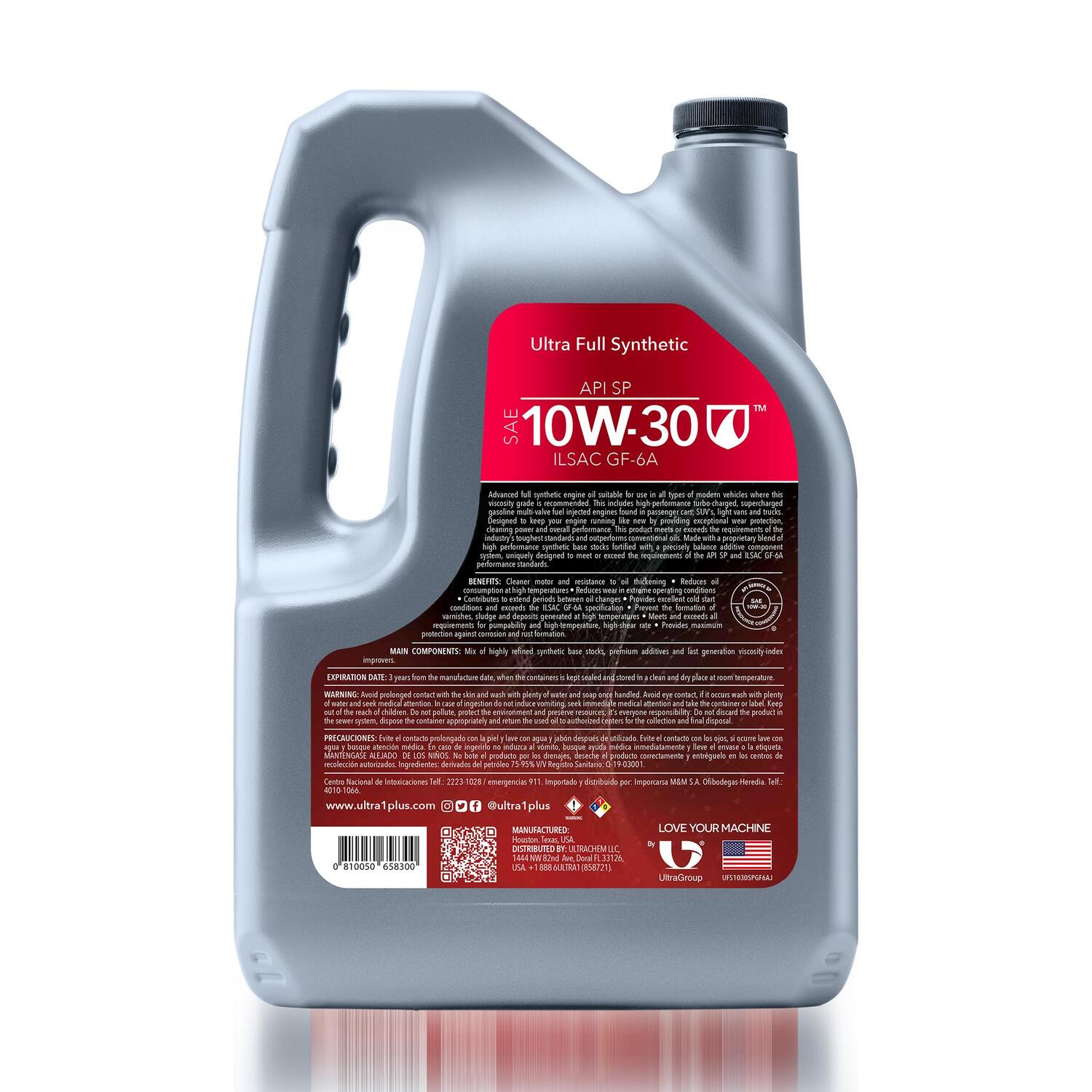 Ultra1Plus Synthetic Motor Oil API SP ILSAC GF-6A, SAE 10W-30 5 Quart