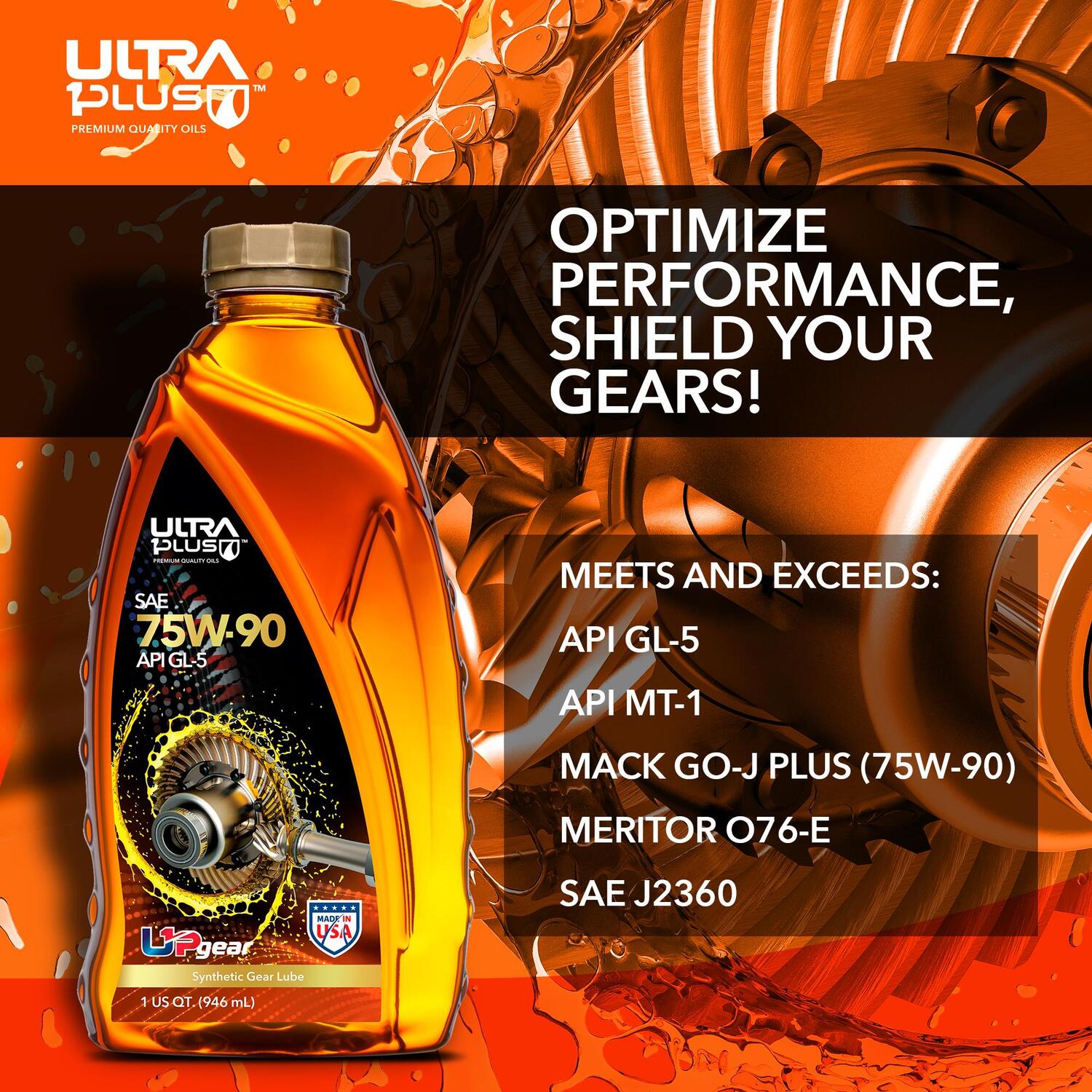 Ultra1Plus SAE 75W-90 Synthetic Limited Slip Gear Oil API GL-5