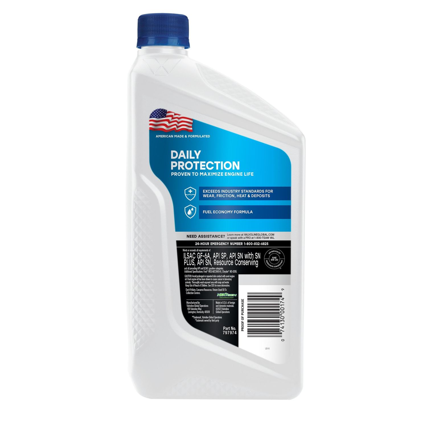 Valvoline Daily Protection Synthetic Blend Engine Oil 5W-20 1 Quart
