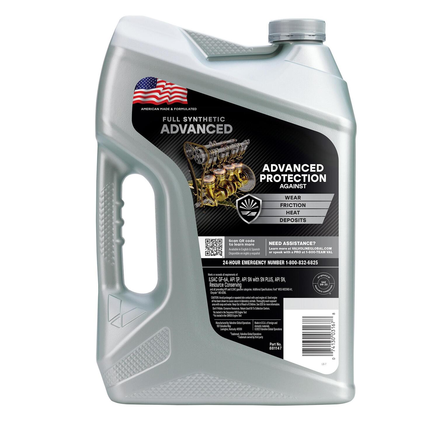 Valvoline Advanced Full Synthetic Engine Oil 5W-20 5 Quart