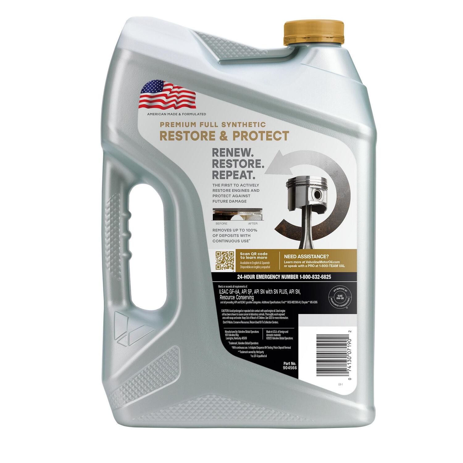 Valvoline Restore & Protect Full Synthetic Engine Oil 5W-30 5 Quart