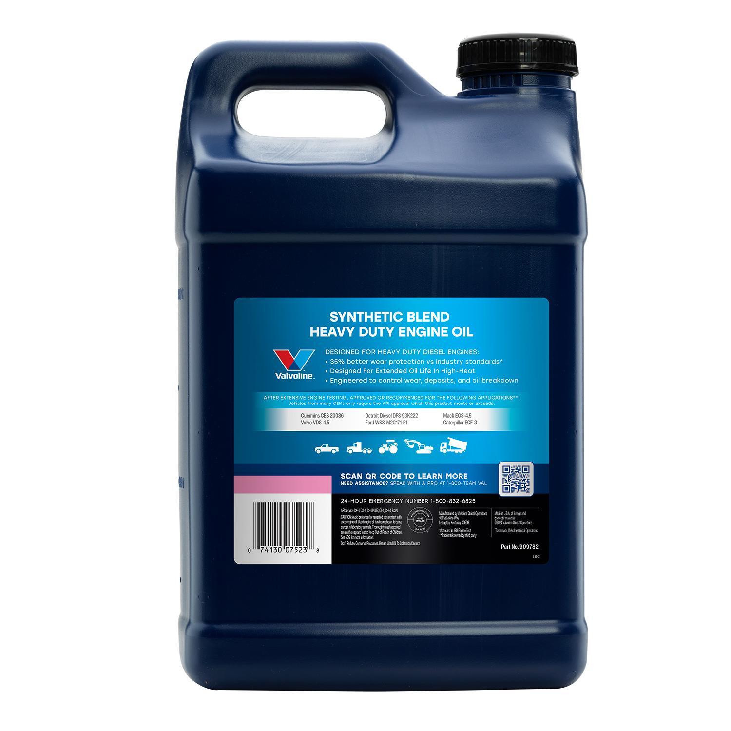 Valvoline Synthetic Blend Heavy Duty Diesel Engine Oil 15W-40 2 1/2 Gallon
