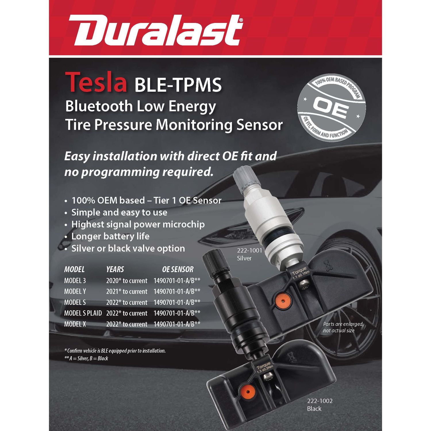 Duralast Tire Pressure Monitoring System (TPMS) Sensor TPMSDL1002