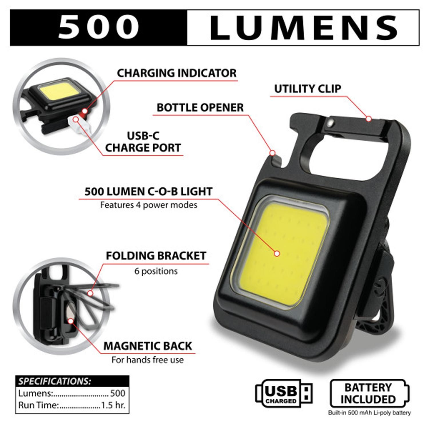 Performance Tool 500 Lumens Lithion Ion Clip Light