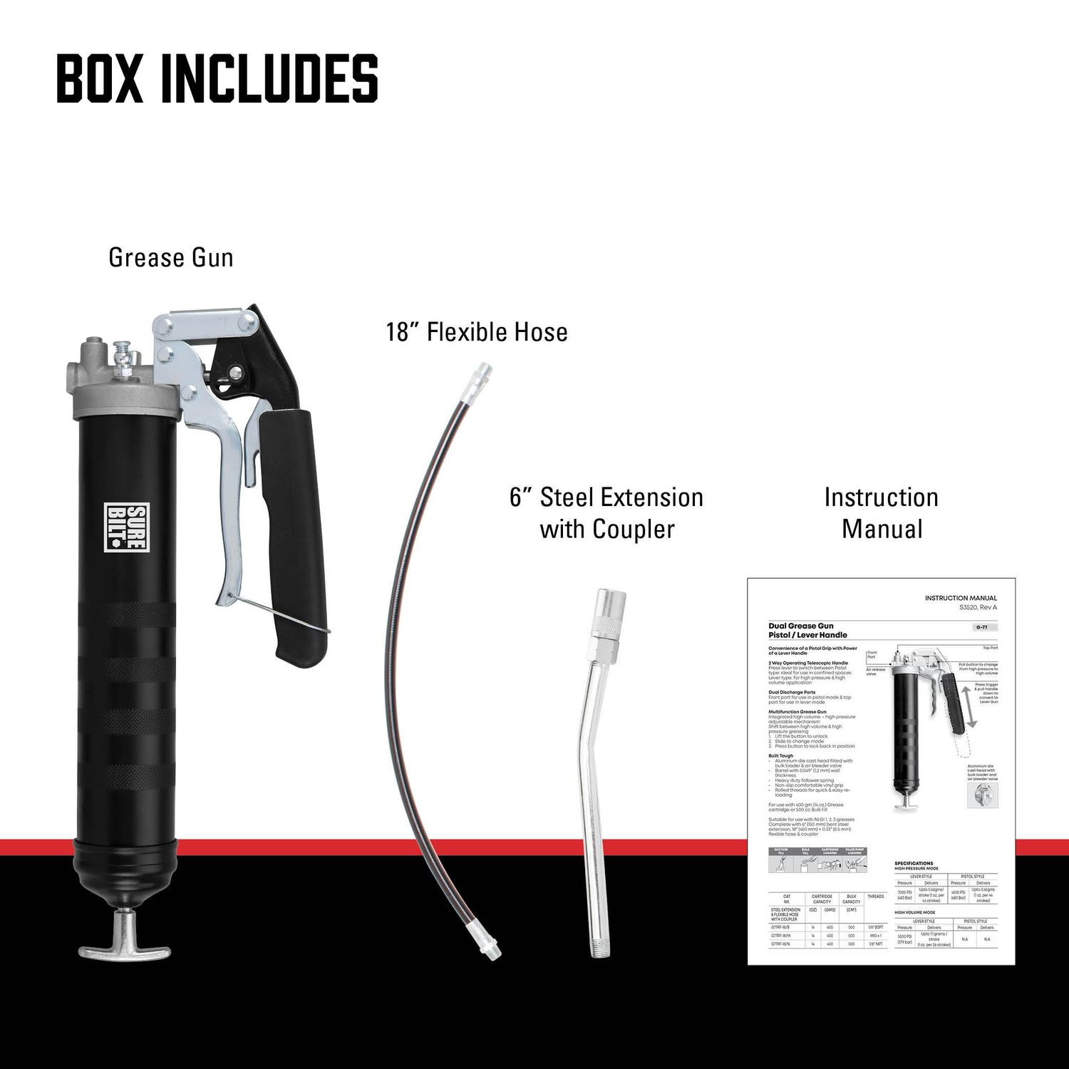 SureBilt Premium Pistol Grip Grease Gun