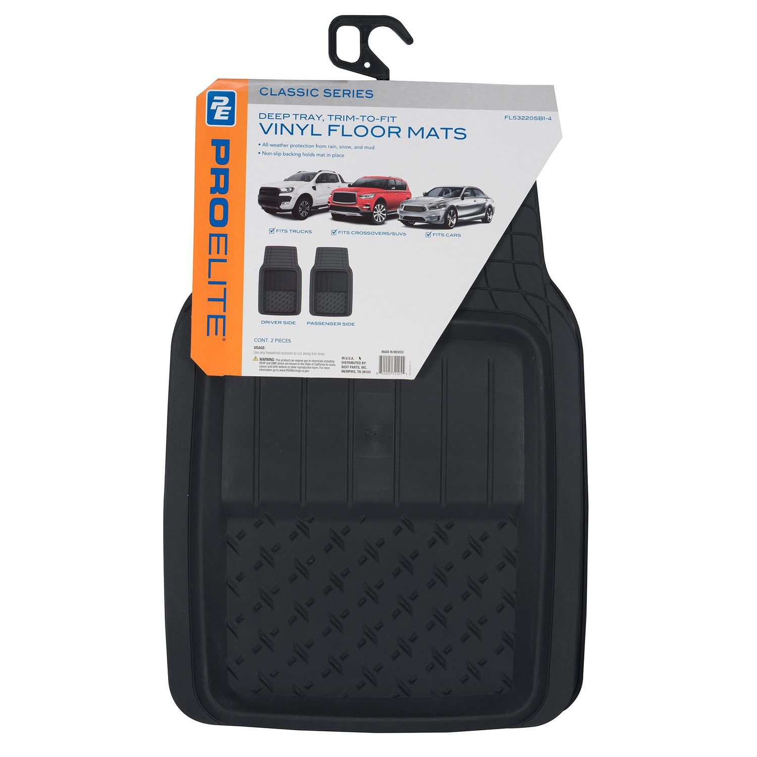 ProElite Black Deep Tray Floor Mat 2 Piece