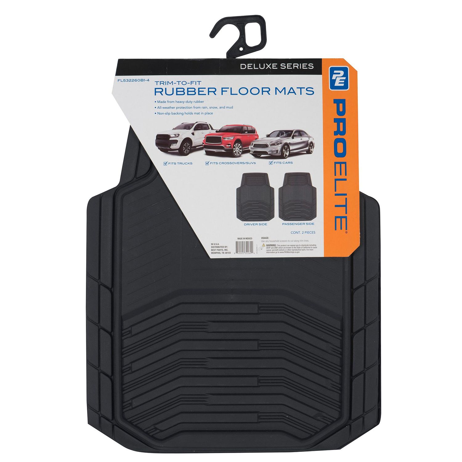 ProElite Black Rubber Heavy Duty Mat 2 Piece