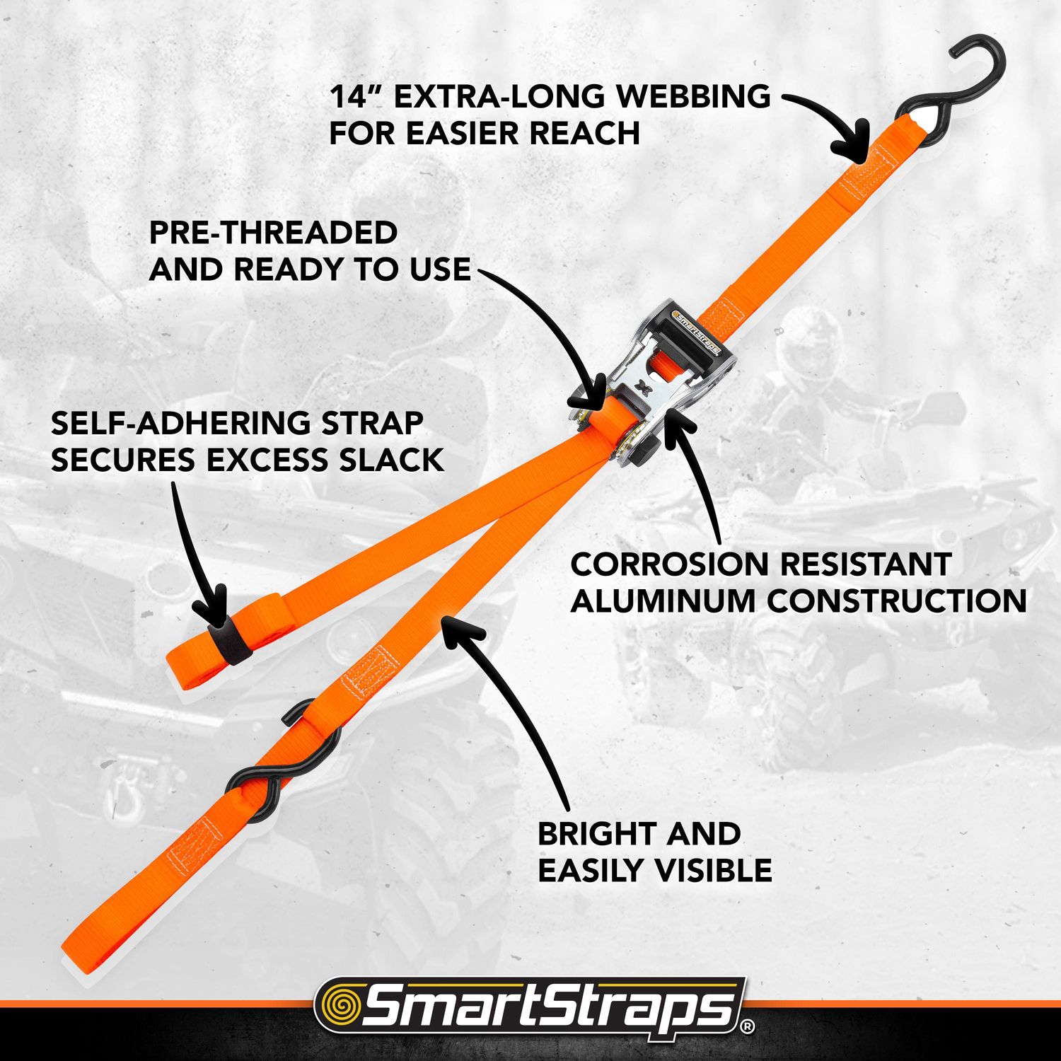 SmartStraps 14ft 3,000lbs Ratchet 4 Pack
