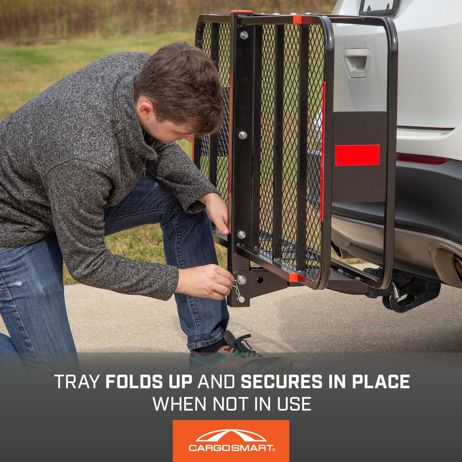 CargoSmart Hitch Mounted Folding Cargo Tray