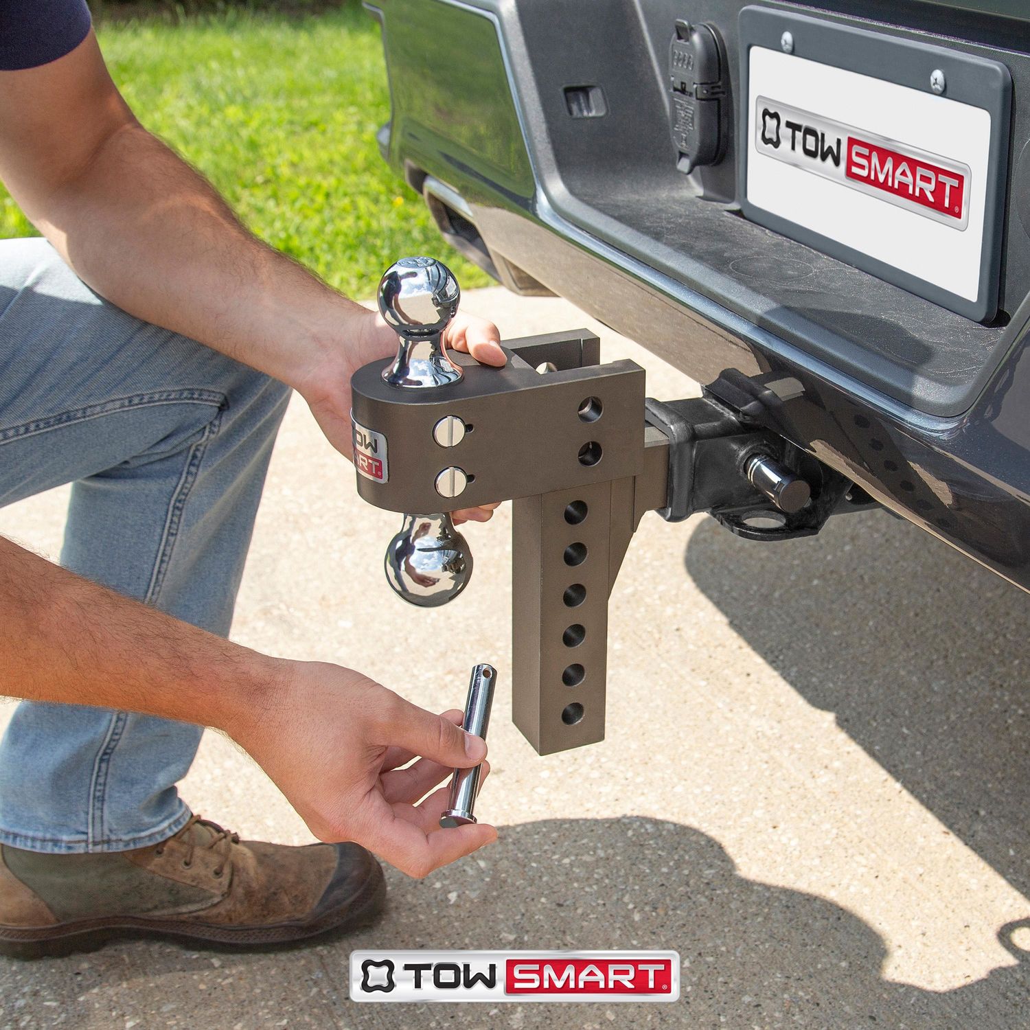 TowSmart 5 5/8in Drop 12,000lbs Aluminum Adjustable Tri-Ball Mount