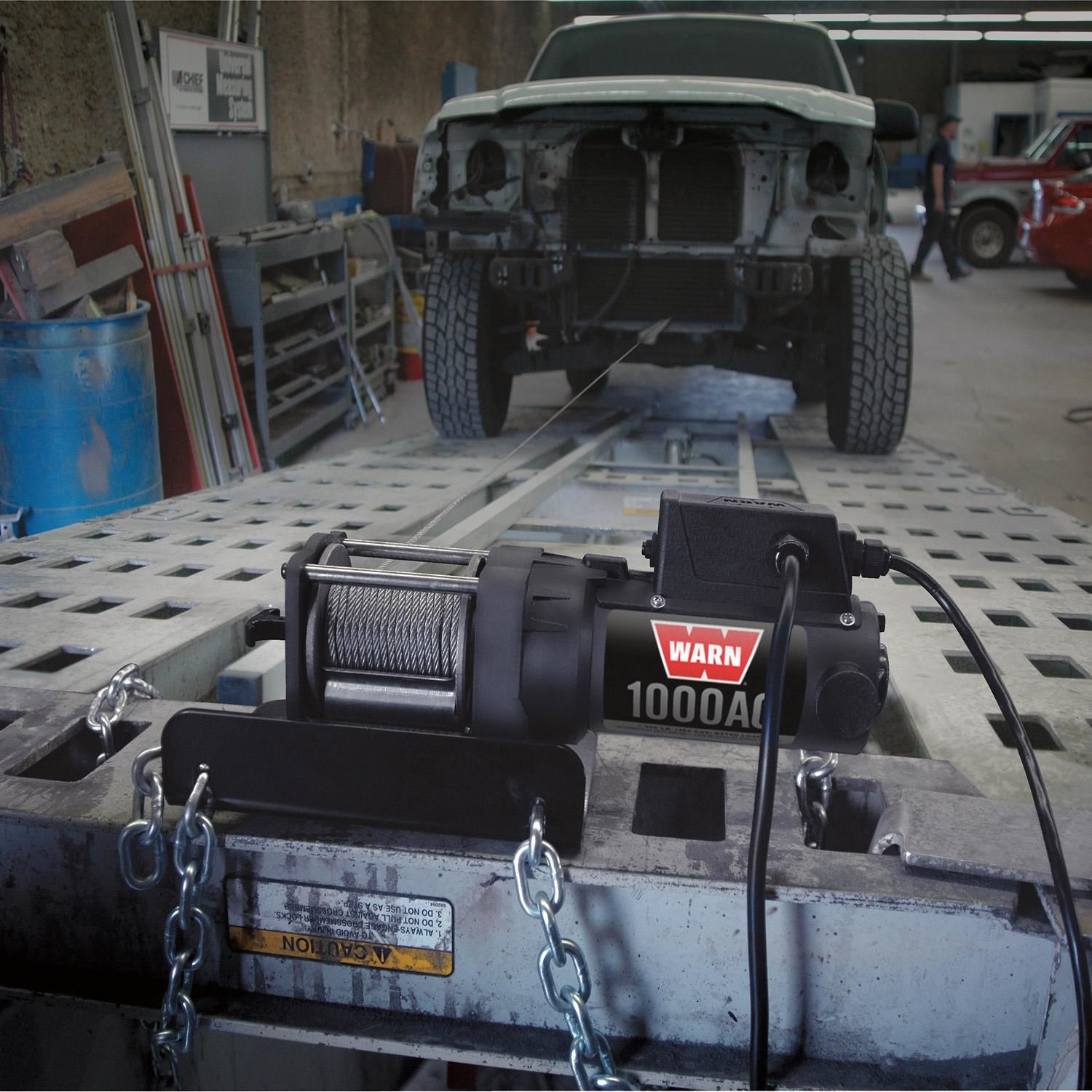 Warn 1,000lbs 120 Volt 43ft Line Pull Hawse Fairlead Wire Rope Portable ...