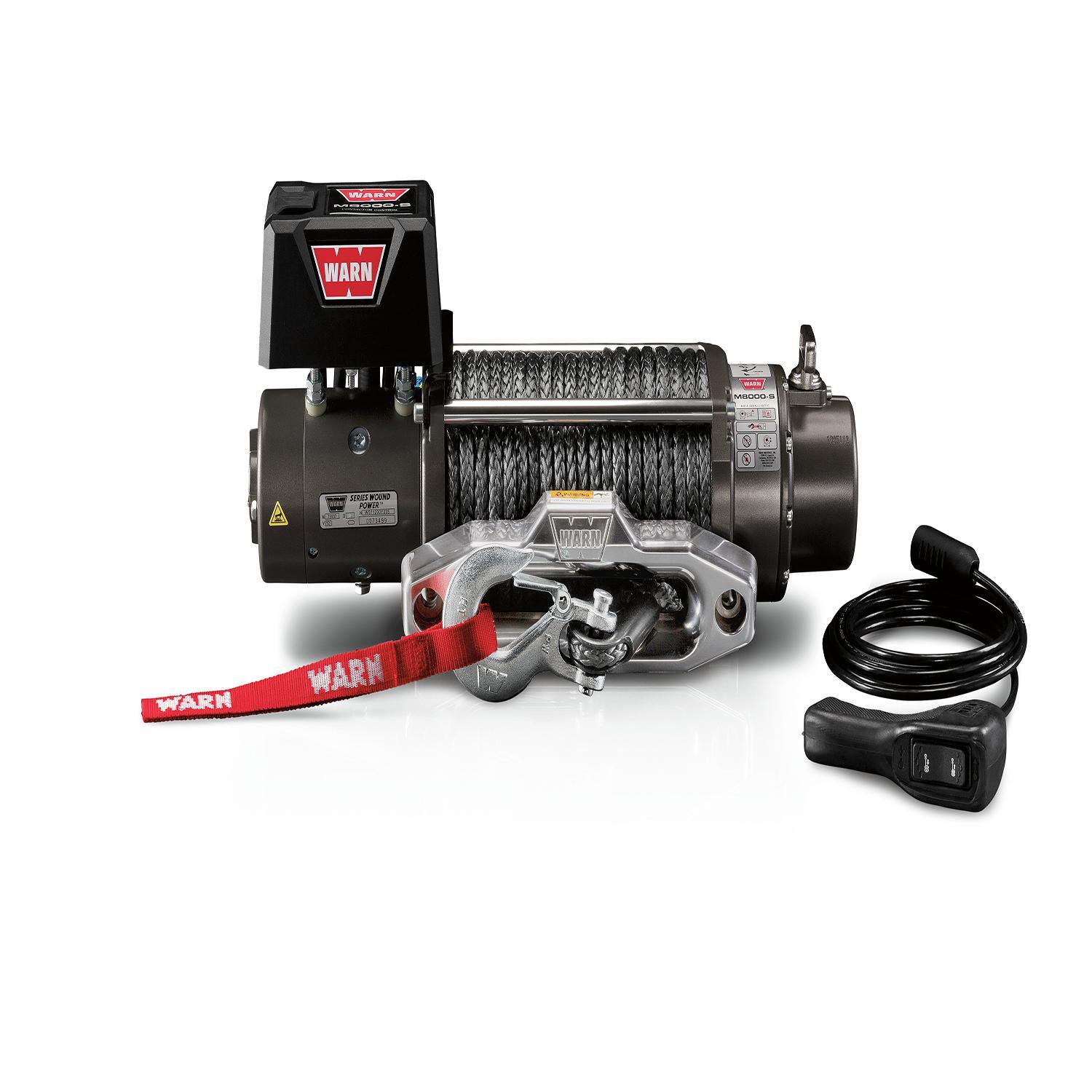 Warn 8,000lbs Line Pull, 100ft Synthetic Rope 12 Volt Vehicle Mount ...
