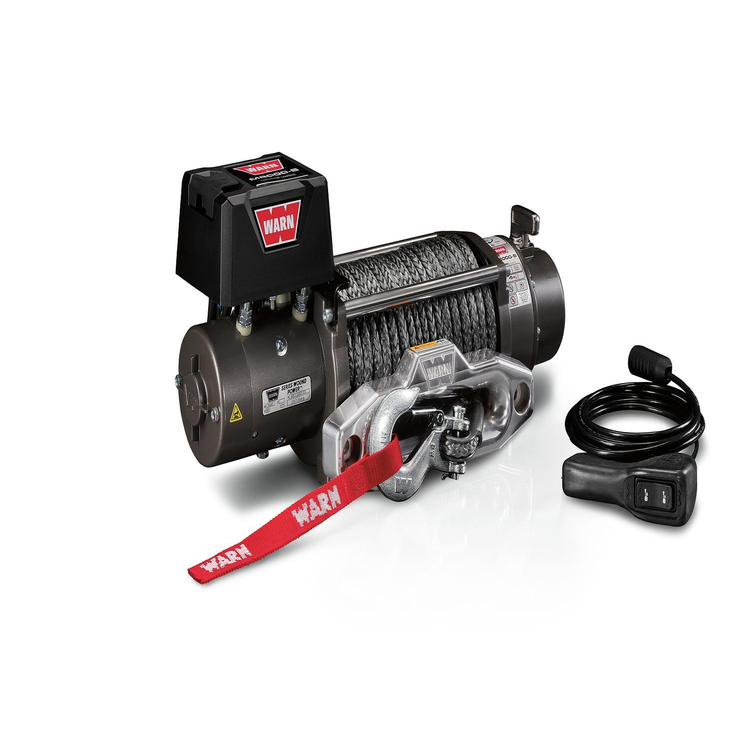 Warn 8,000lbs Line Pull, 100ft Synthetic Rope 12 Volt Vehicle Mount ...