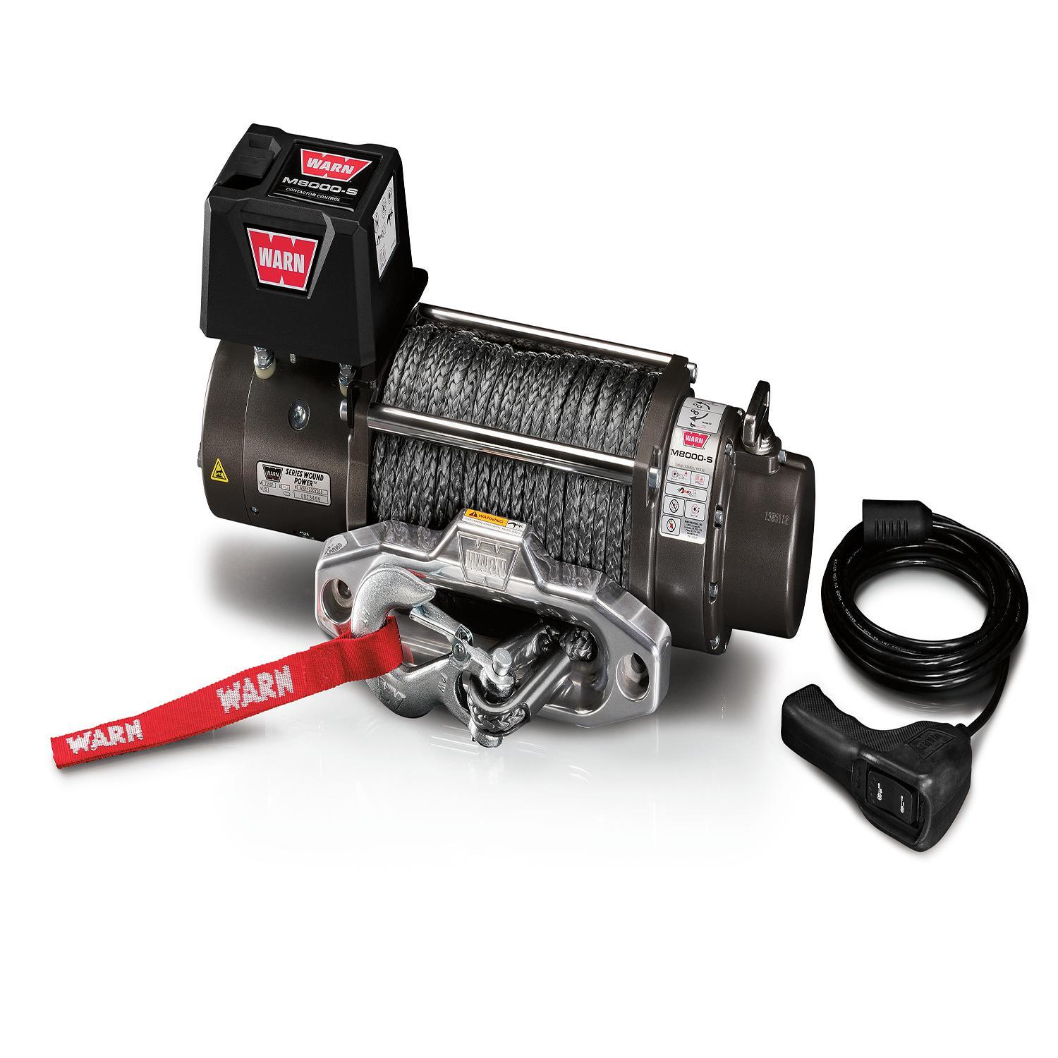 Warn 8,000lbs Line Pull, 100ft Synthetic Rope 12 Volt Vehicle Mount ...