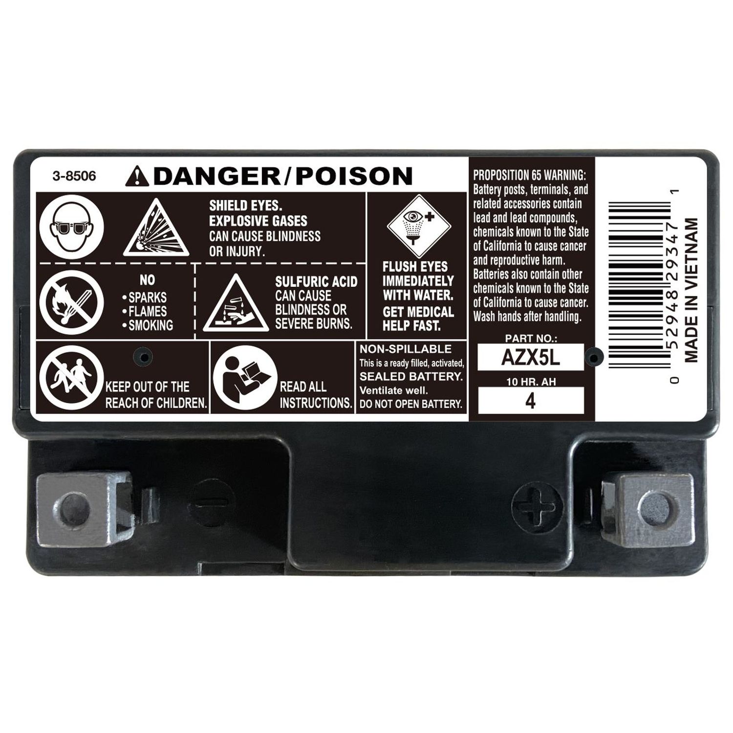 Duralast Gold Powersport Absorbed Glass Mat (AGM) Battery AZX5L