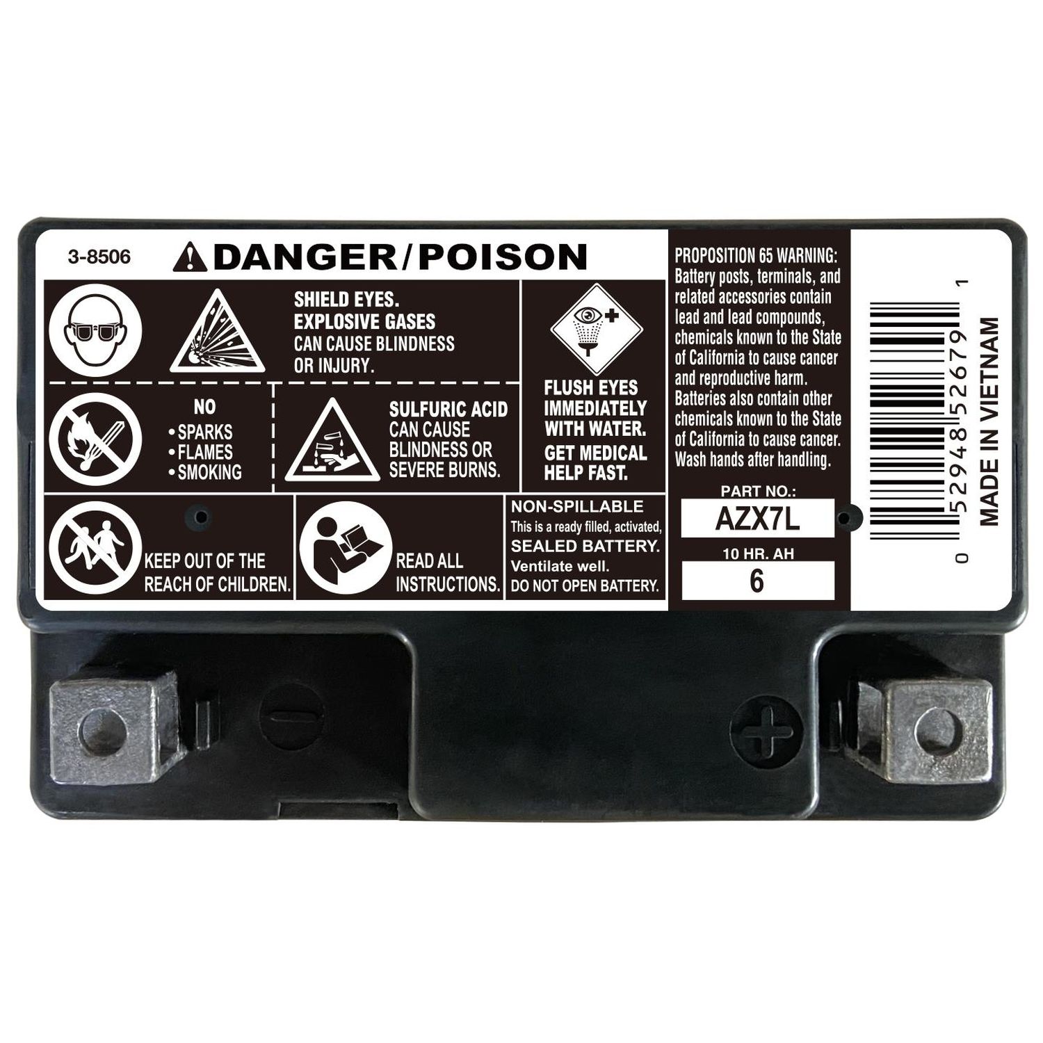 Duralast Gold Powersport Absorbed Glass Mat (AGM) Battery AZX7L