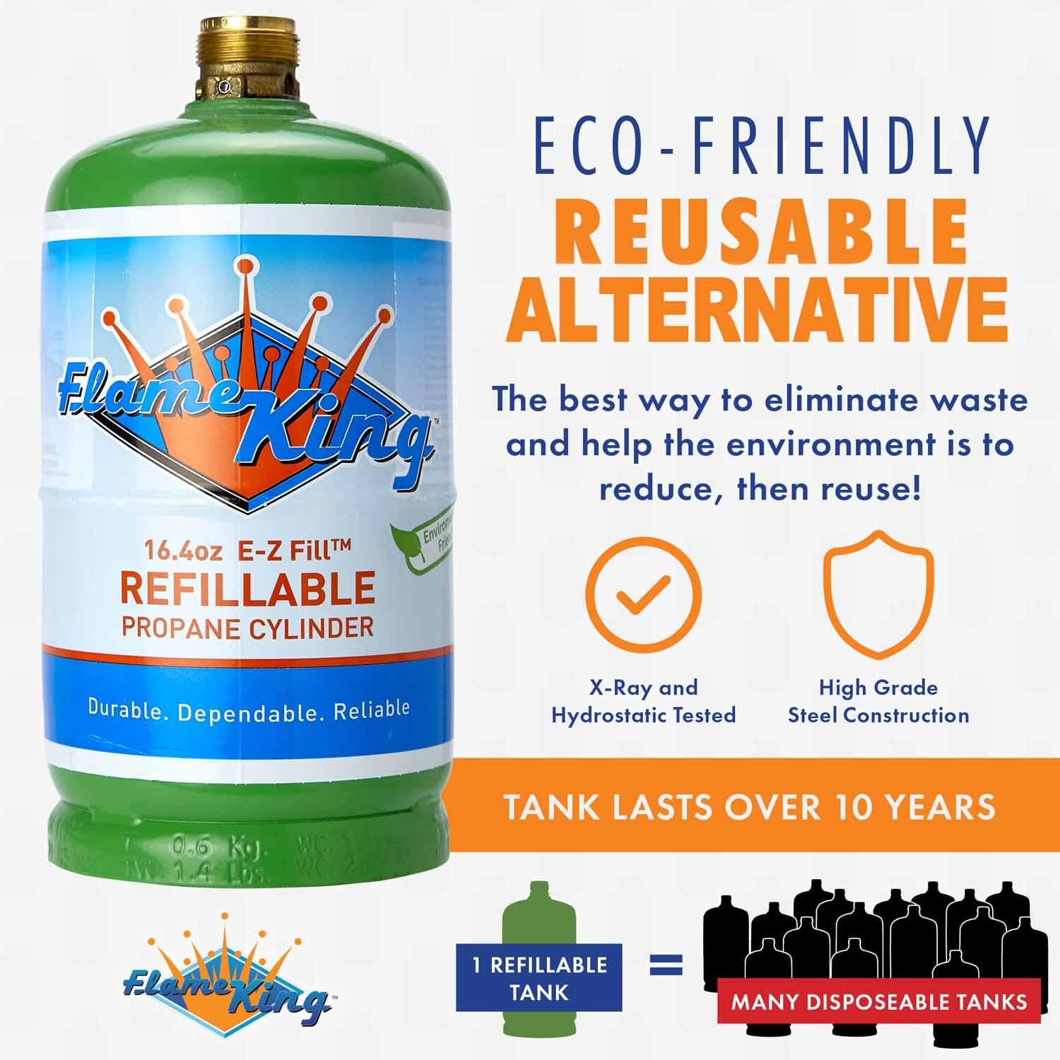 FLAME KING 1lb Refillable Propane Cylinder Tank