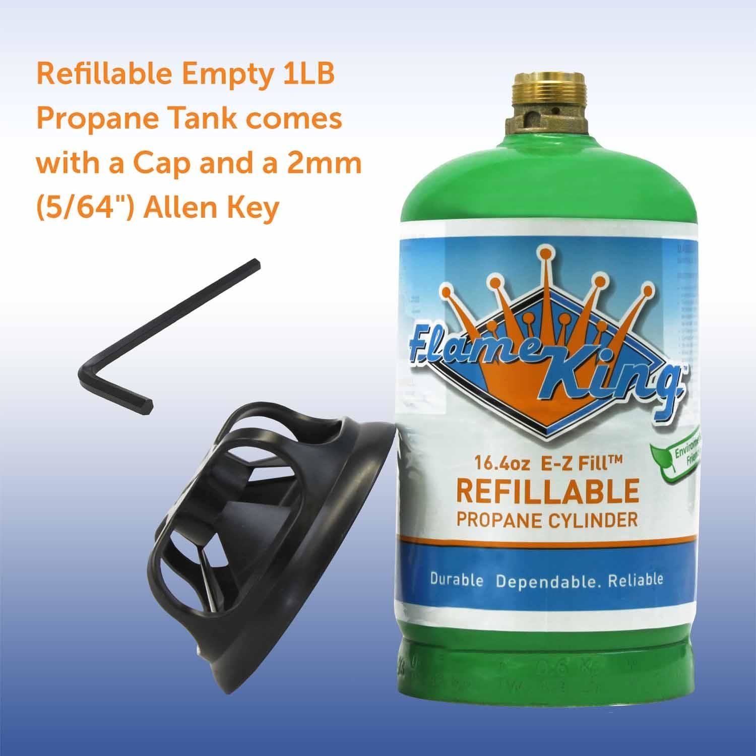 FLAME KING 1lb Refillable Propane Cylinder Tank