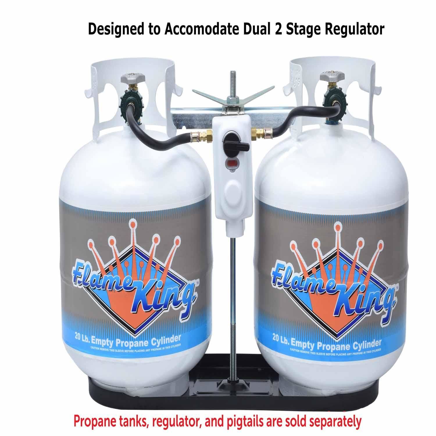 FLAME KING 20lbs RV Dual Propane Tank Hold Down Rack
