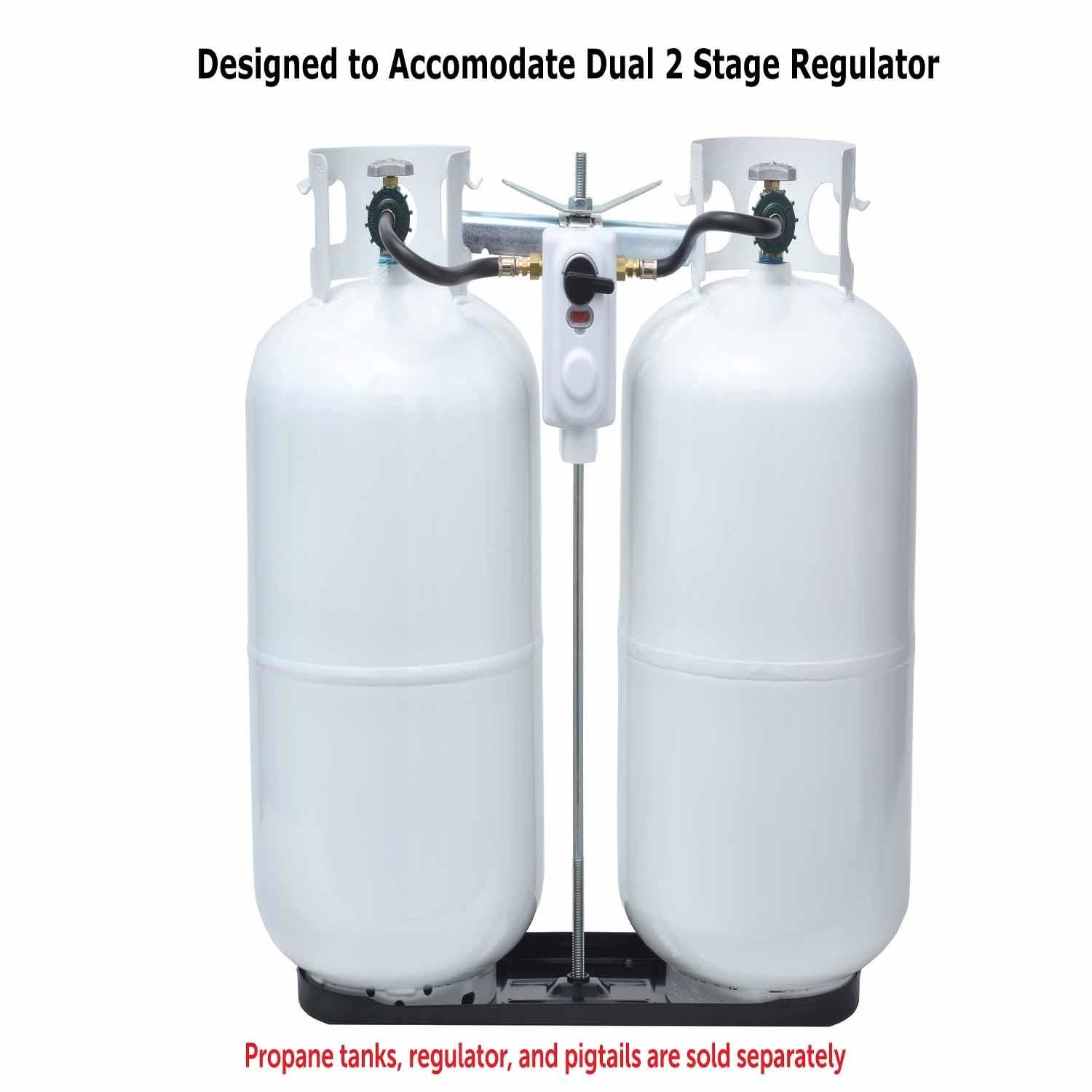 FLAME KING 30lbs RV Dual Propane Tank Hold Down Rack